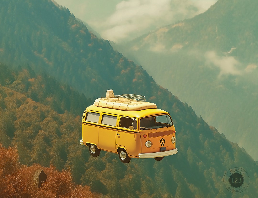 Volkswagen Vintage Poster Camper Van Print Adventure Road Trip Poster ...
