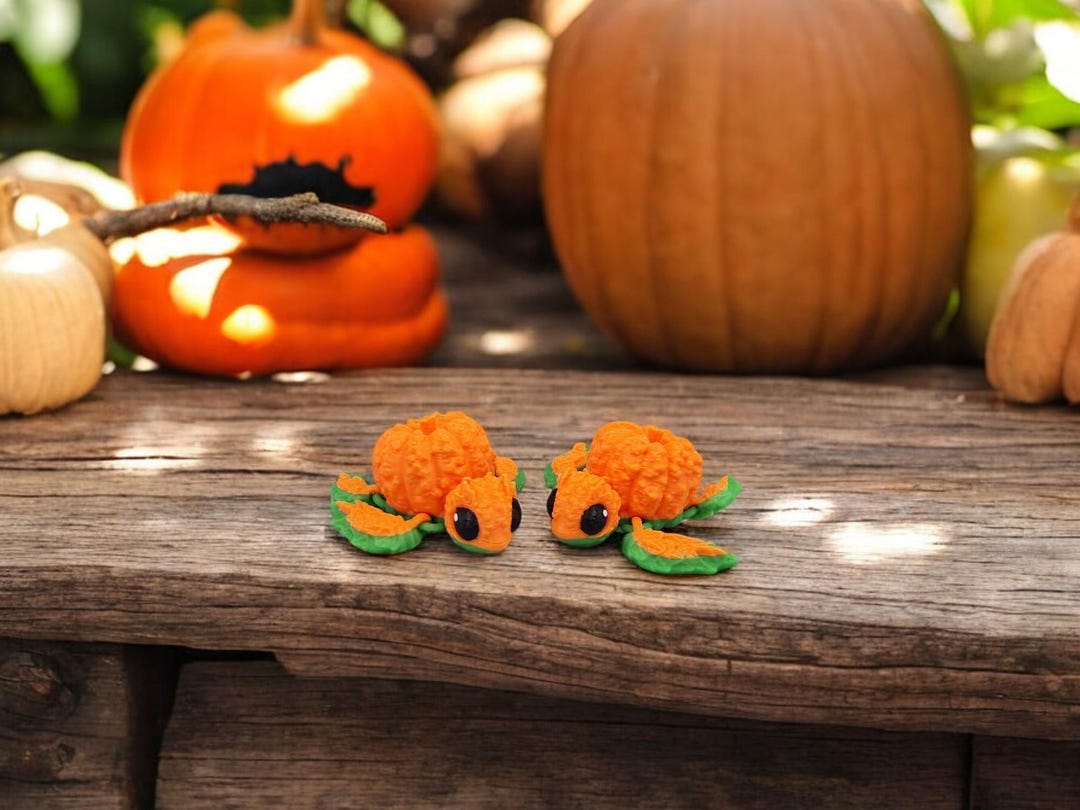 Pumpkin Themed Turtle Fidget Toy Halloween Gift Articulating Arms Head ...