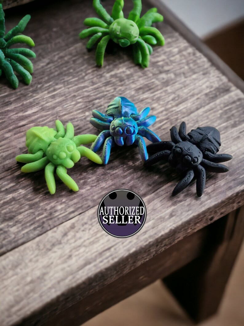 Articulating 3D Printed Tiny Spider, Keyring Halloween Stress Fidget ...