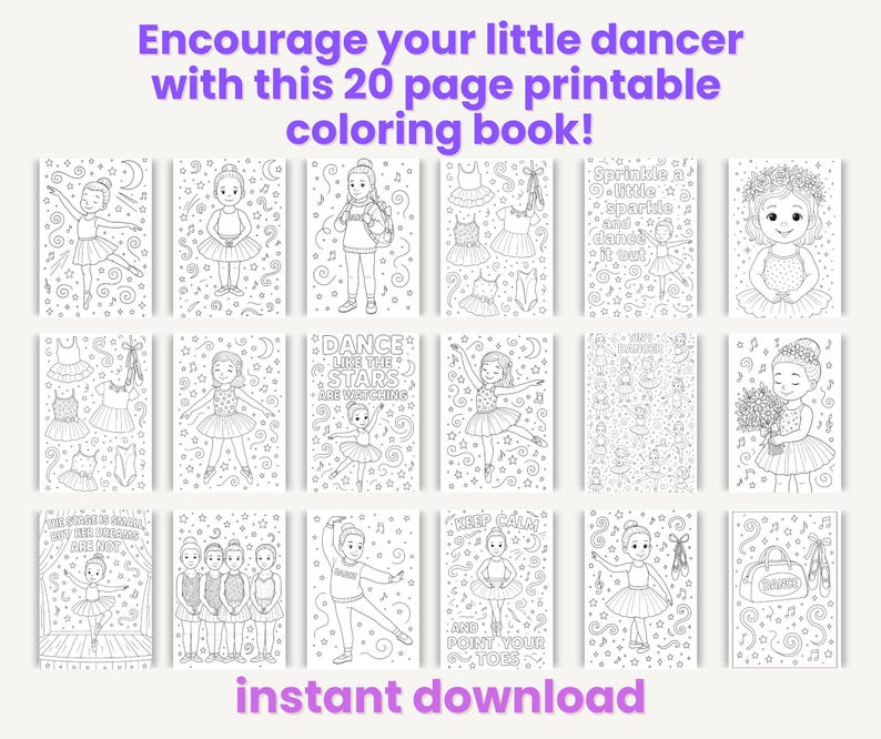 Ballerina Coloring Book for Kids: 20 Magical Dance Pages (PDF Download ...