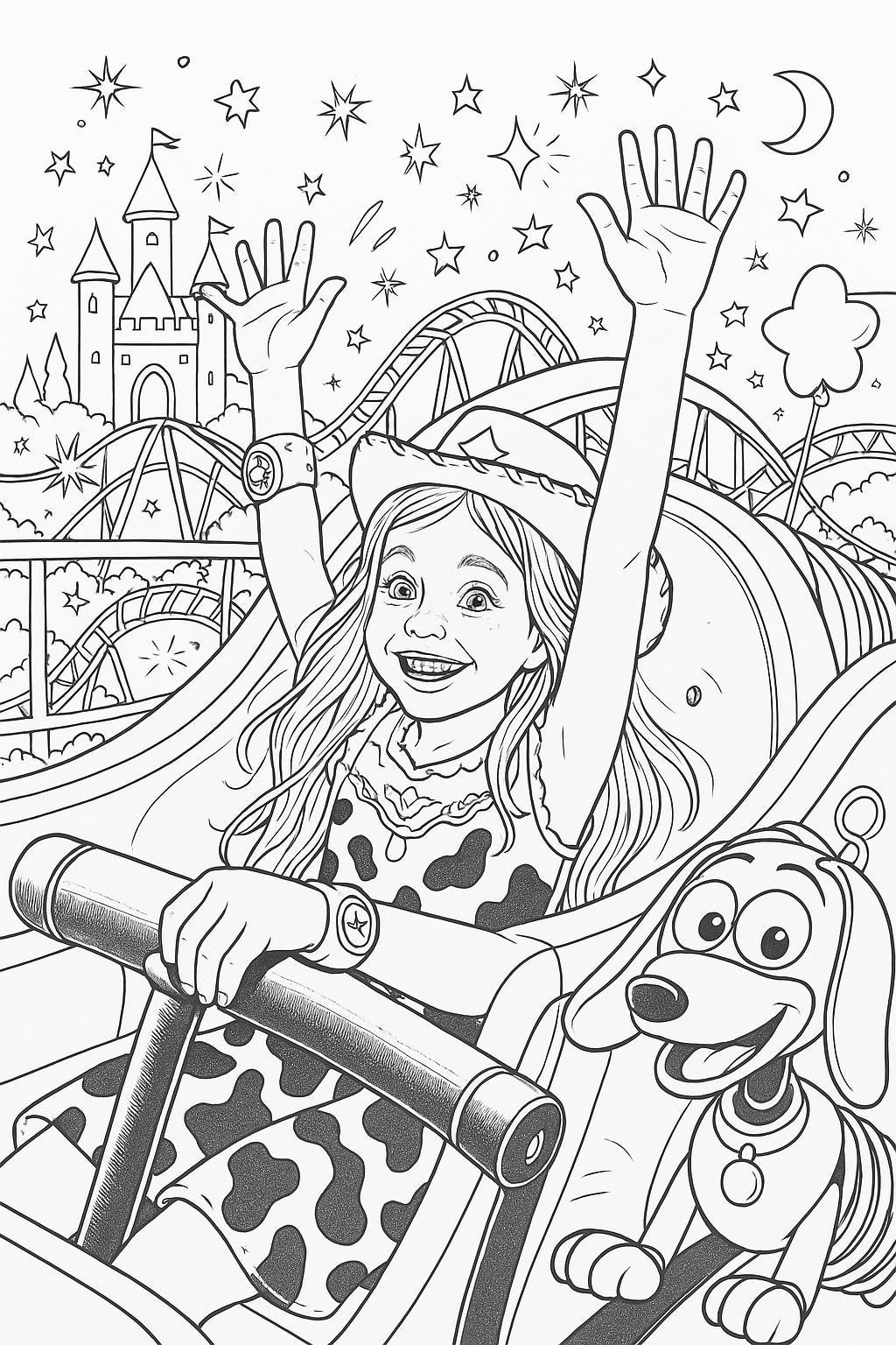 Custom Theme Park Ride Coloring Page: Personalized Vacation Keepsake ...