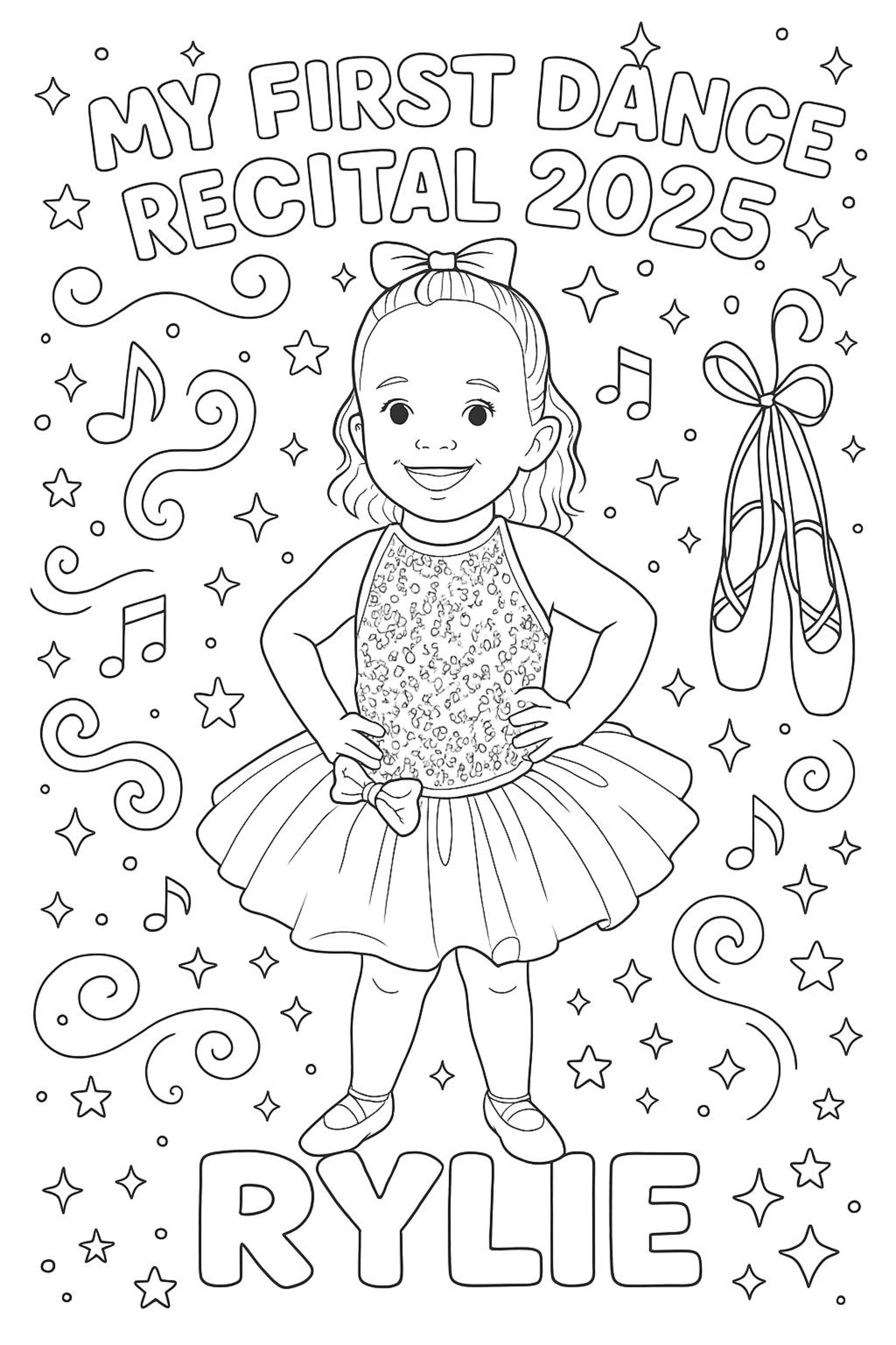 Custom Dance Recital Coloring Page: Personalized Ballet Gift (PDF ...