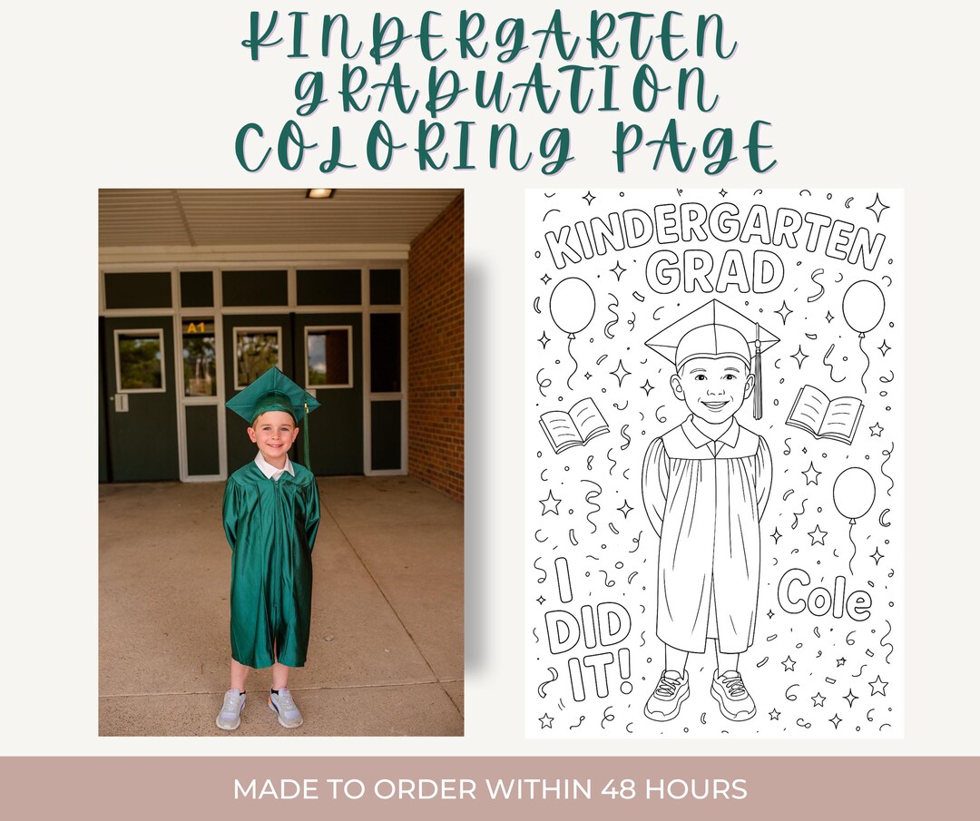 Custom Kindergarten Graduation Coloring Page | Personalized Printable ...