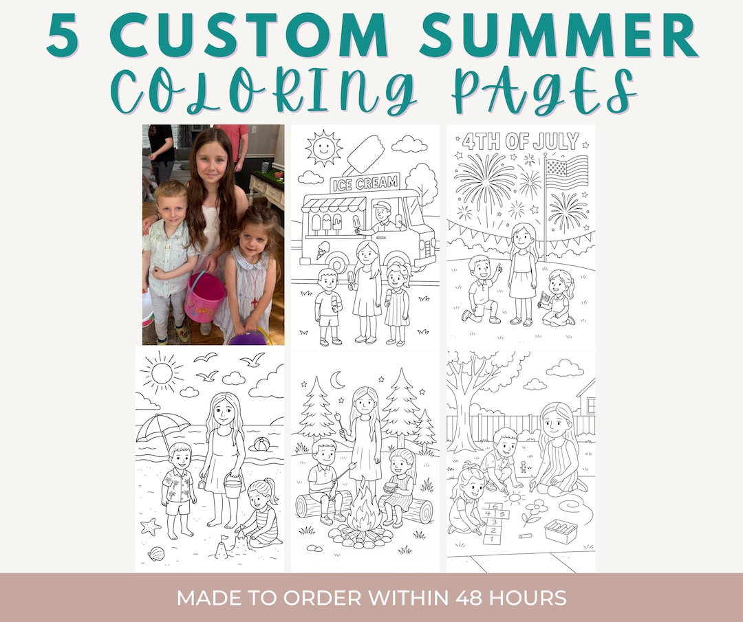 Custom Summer Coloring Pages: Personalized Kids Activity (digital ...
