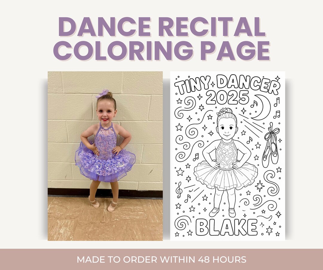 Custom Dance Recital Coloring Page: Personalized Ballet Gift (PDF ...