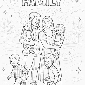 Custom Family Coloring Page From Your Photo – Personalized Line Art ...