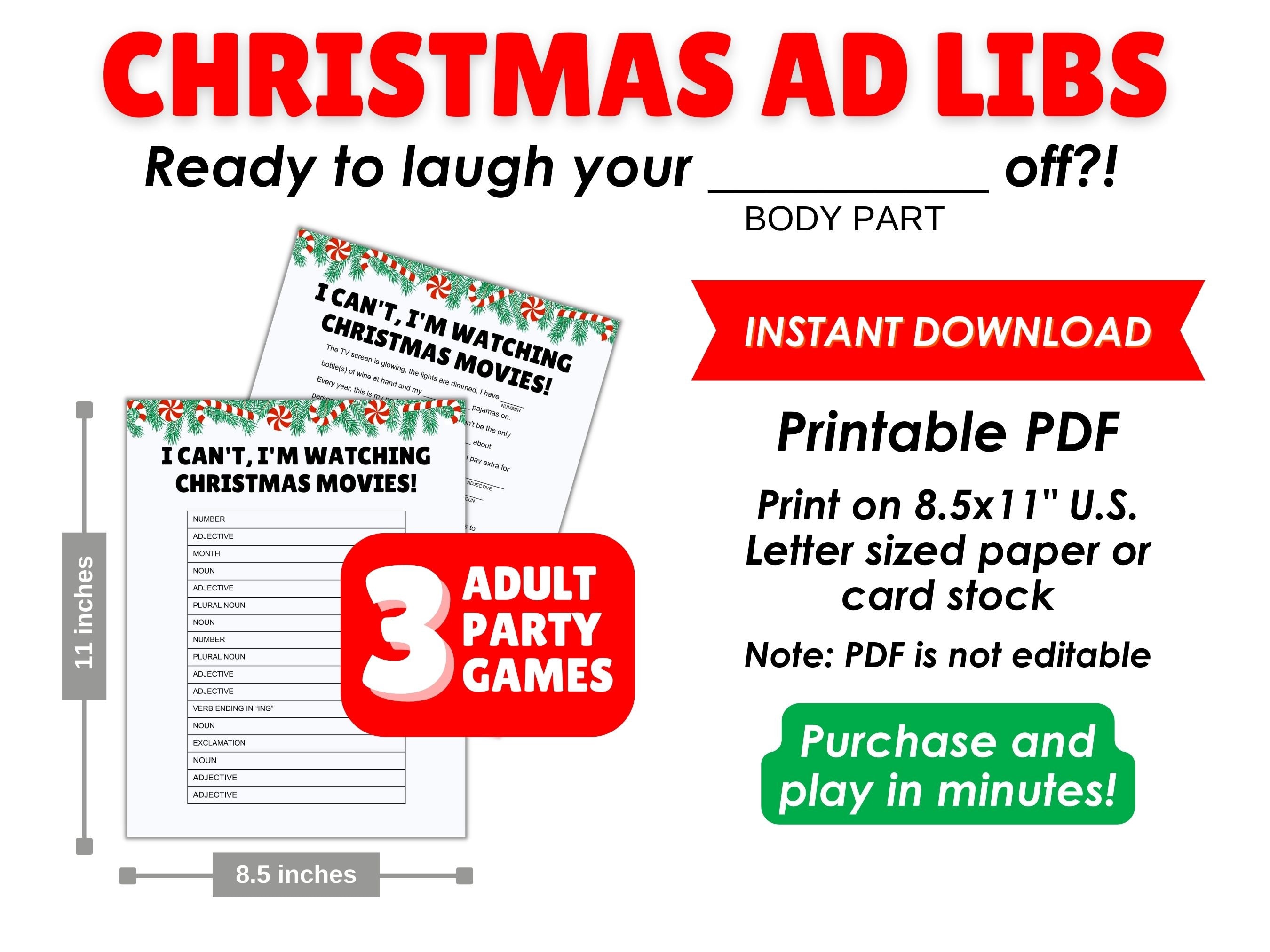 Christmas Ad Libs Adult Party Games BUNDLE Printable Word Games ...