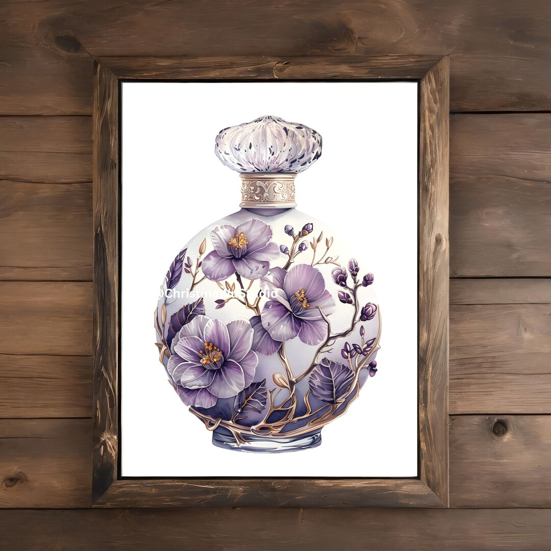 Digital Download Flower Perfume Poster Purple Fashion Art Wall Decor ...