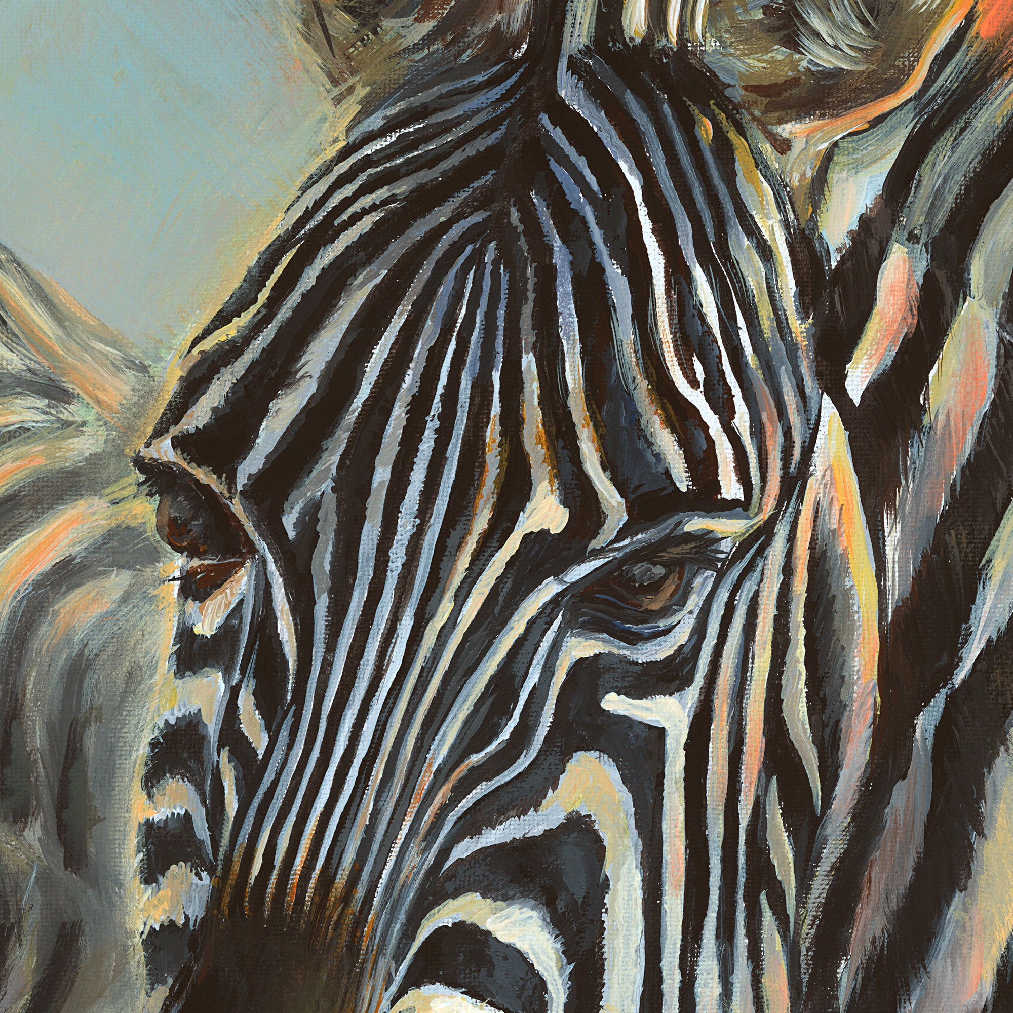 Zebra Print From Painting Zebra Wall Art Decor Colorful Zebra Lover ...