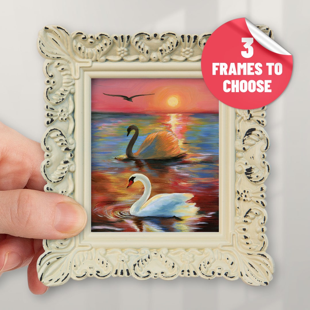 Realistic Swans Print With Frame Original Swans Wall Decor From ...