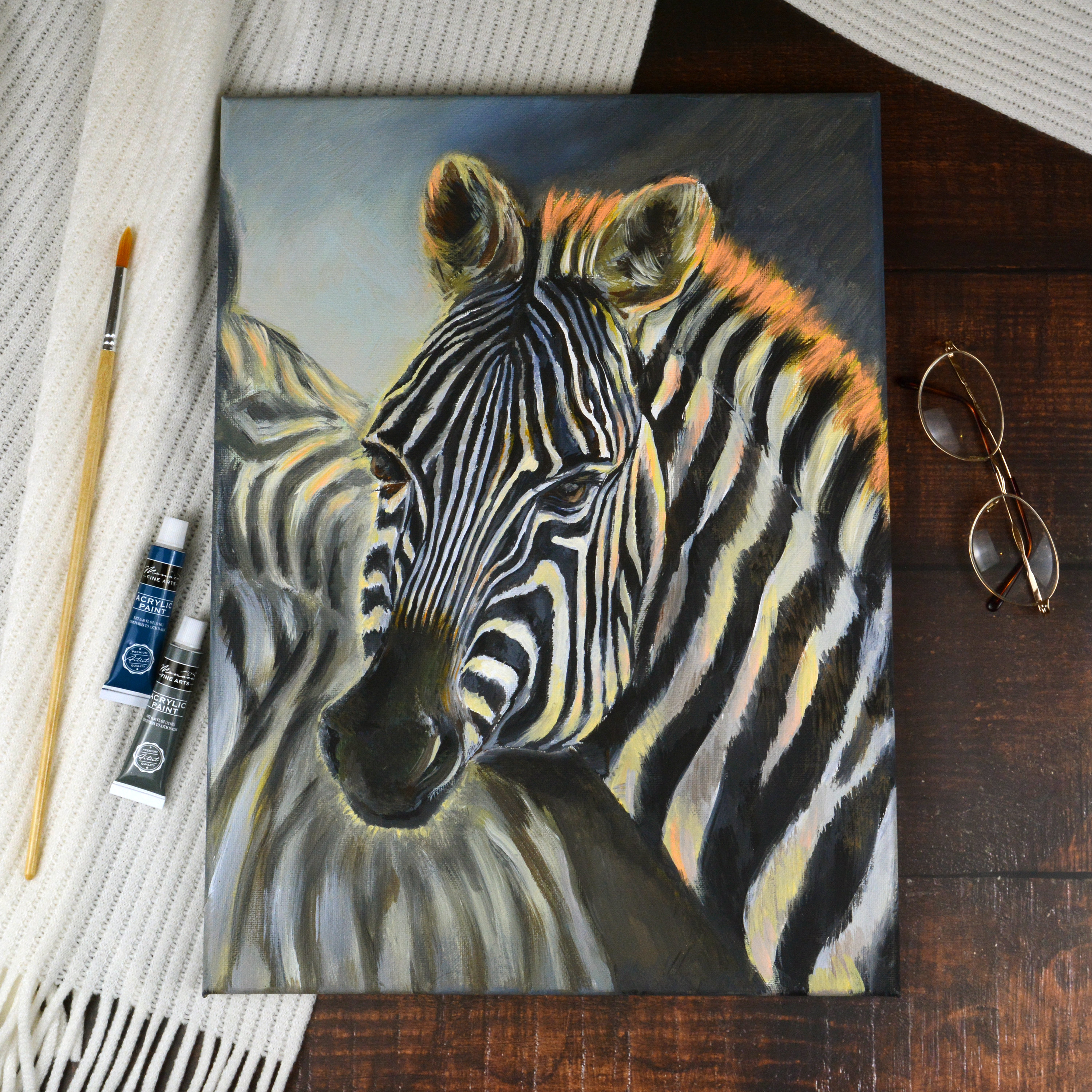 Zebra Painting on Canvas Zebra Wall Art Decor Original Zebra Lover Gift ...