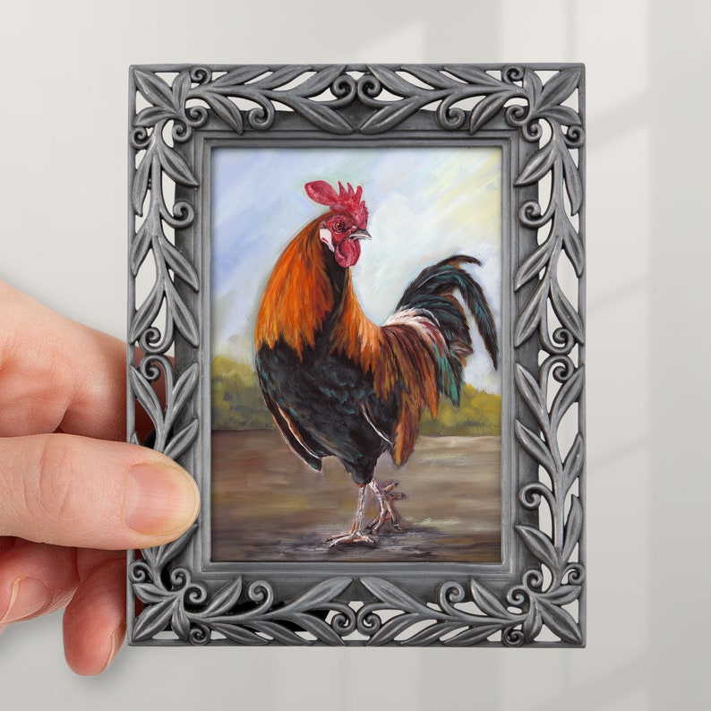 Realistic Rooster Print With Frame Original Rooster Wall Decor From ...