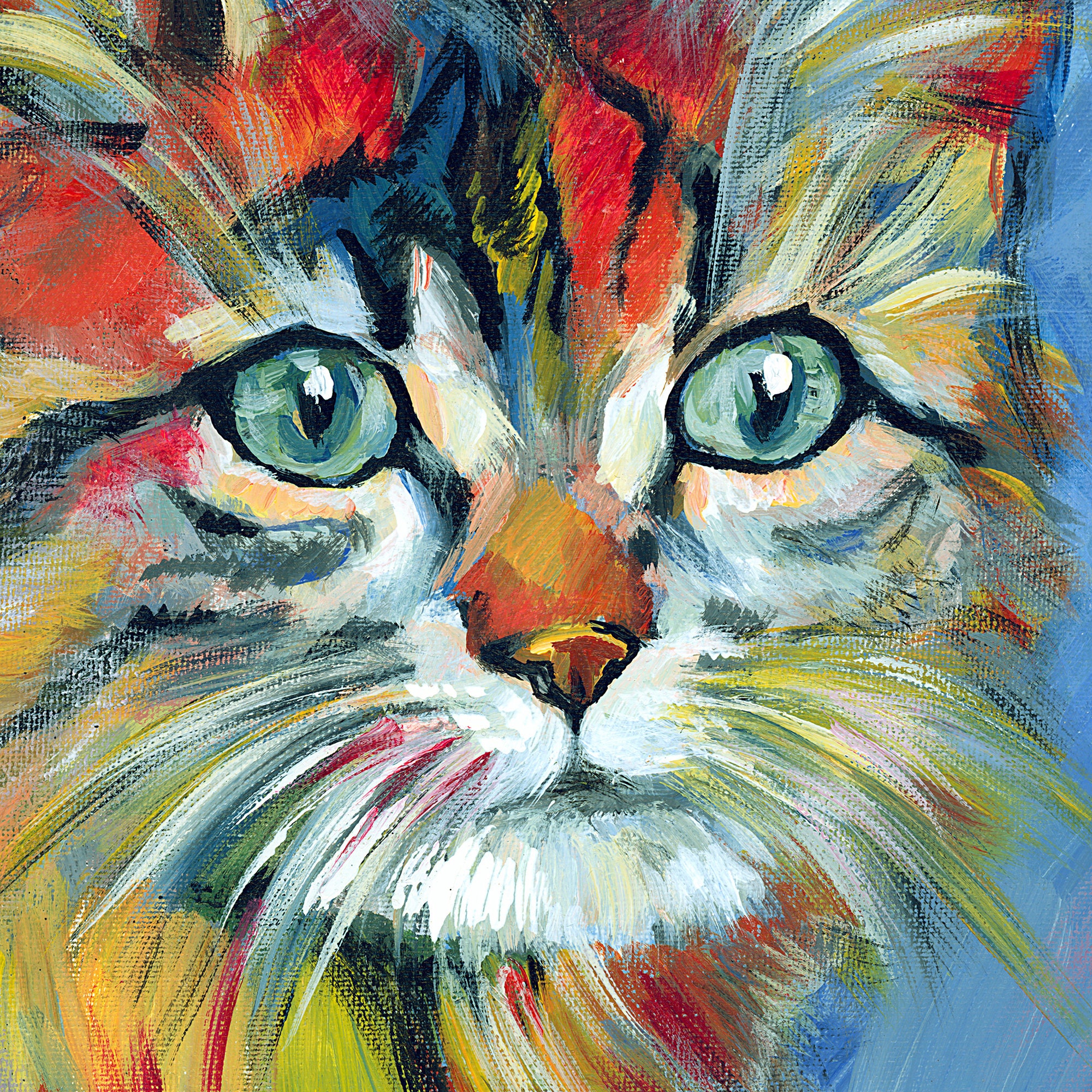 Cat Print From Painting Cat Wall Art Decor Colorful Cat Lover Gift Pet ...