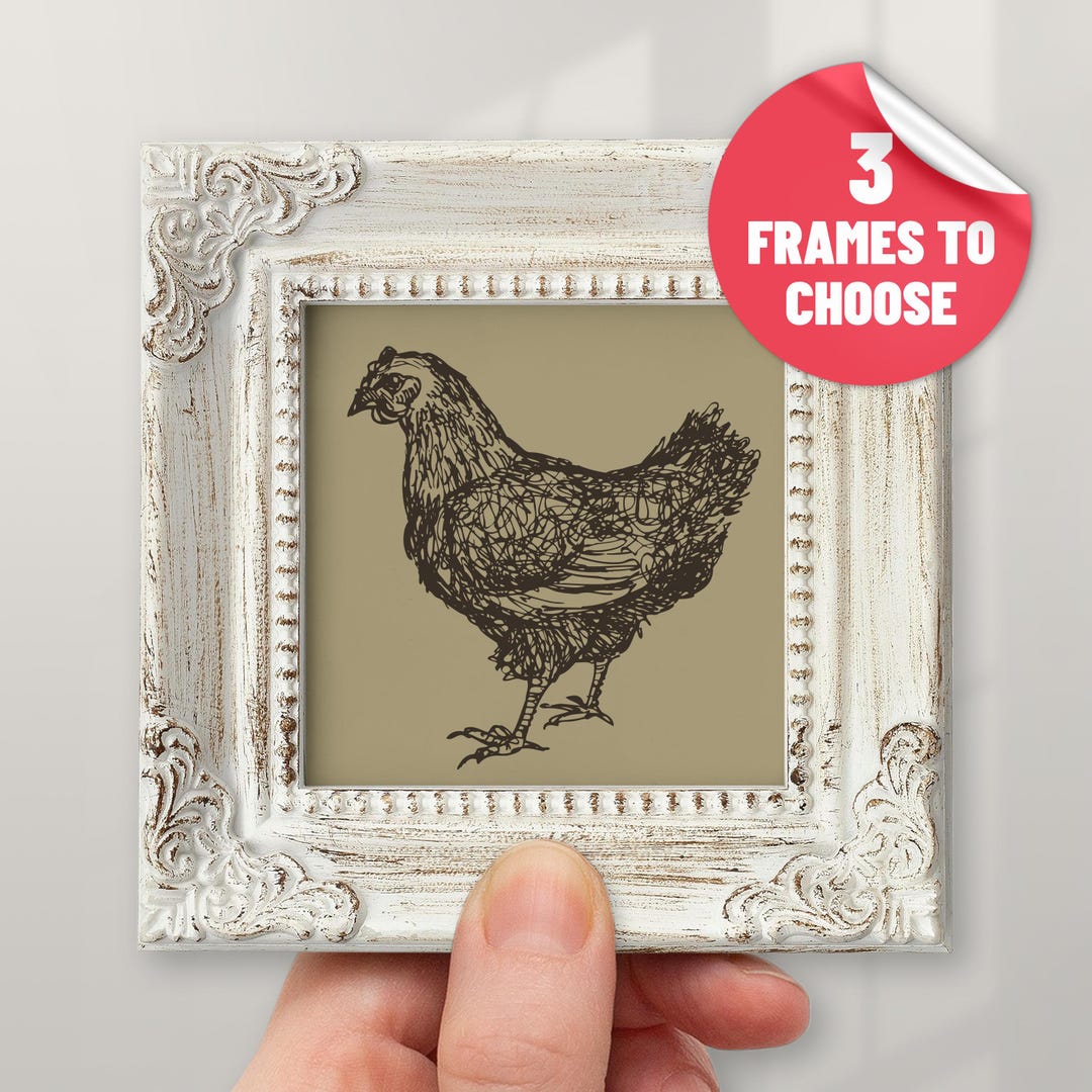 Farmhouse Chicken Print With Frame Chicken Picture Farm Home Decor ...