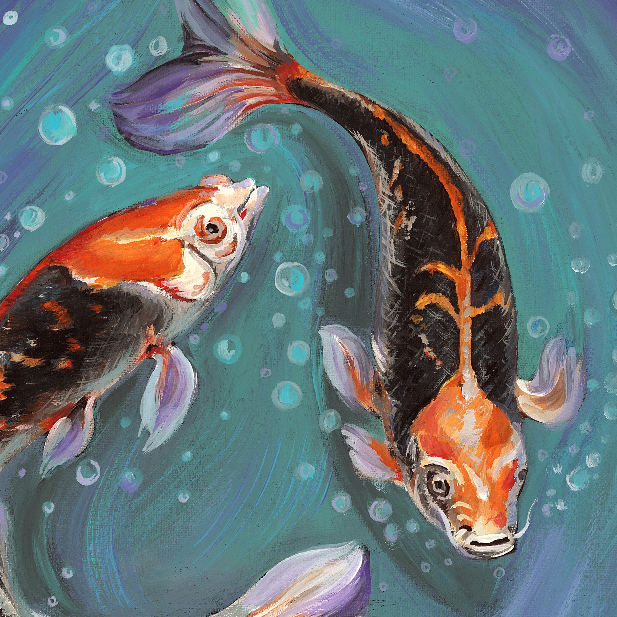 Koi Print From Painting Koi Fish Wall Art Decor Colorful Koi Fish Art ...