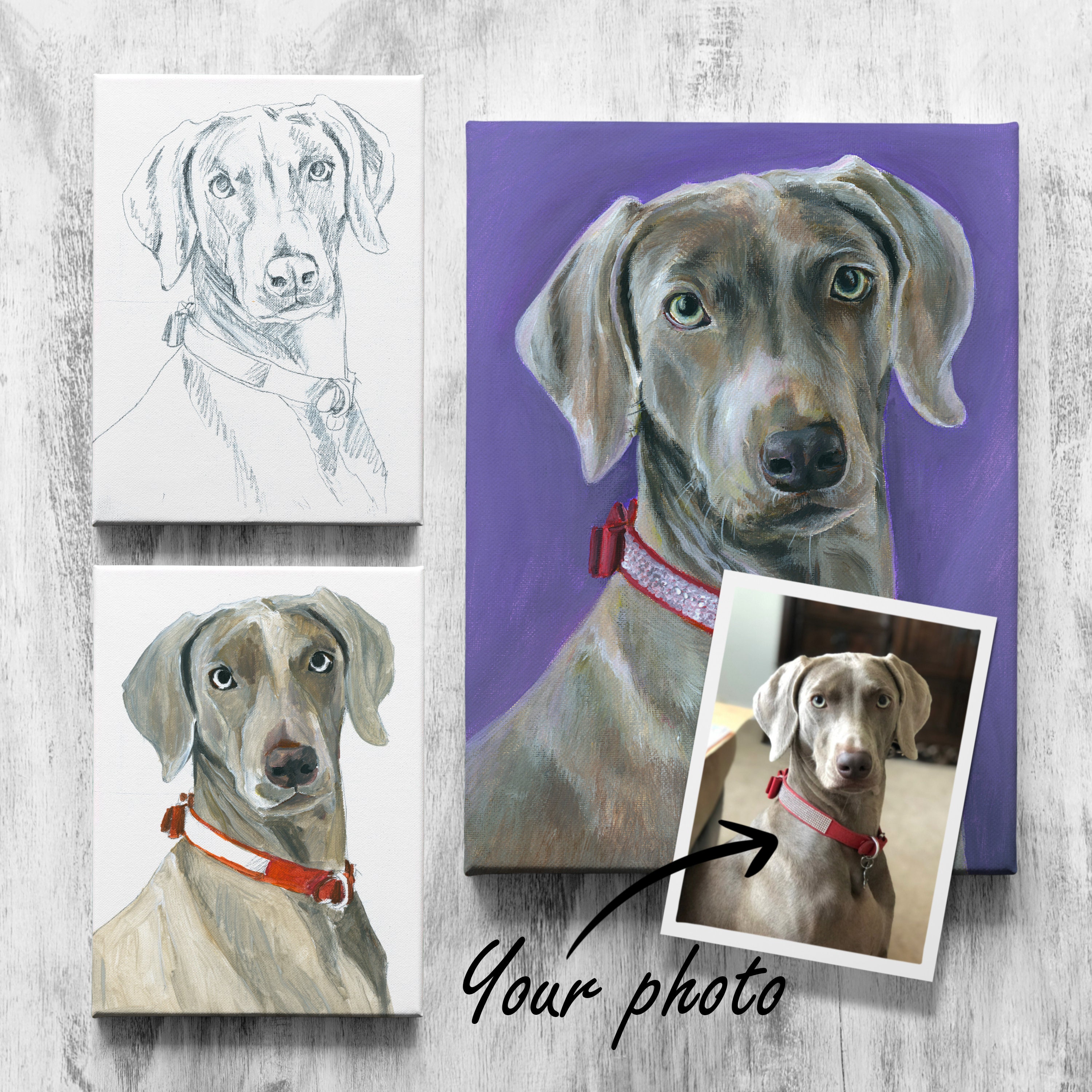 Custom Dog Original Painting on Canvas Realistic Dog Acrylic Painting ...