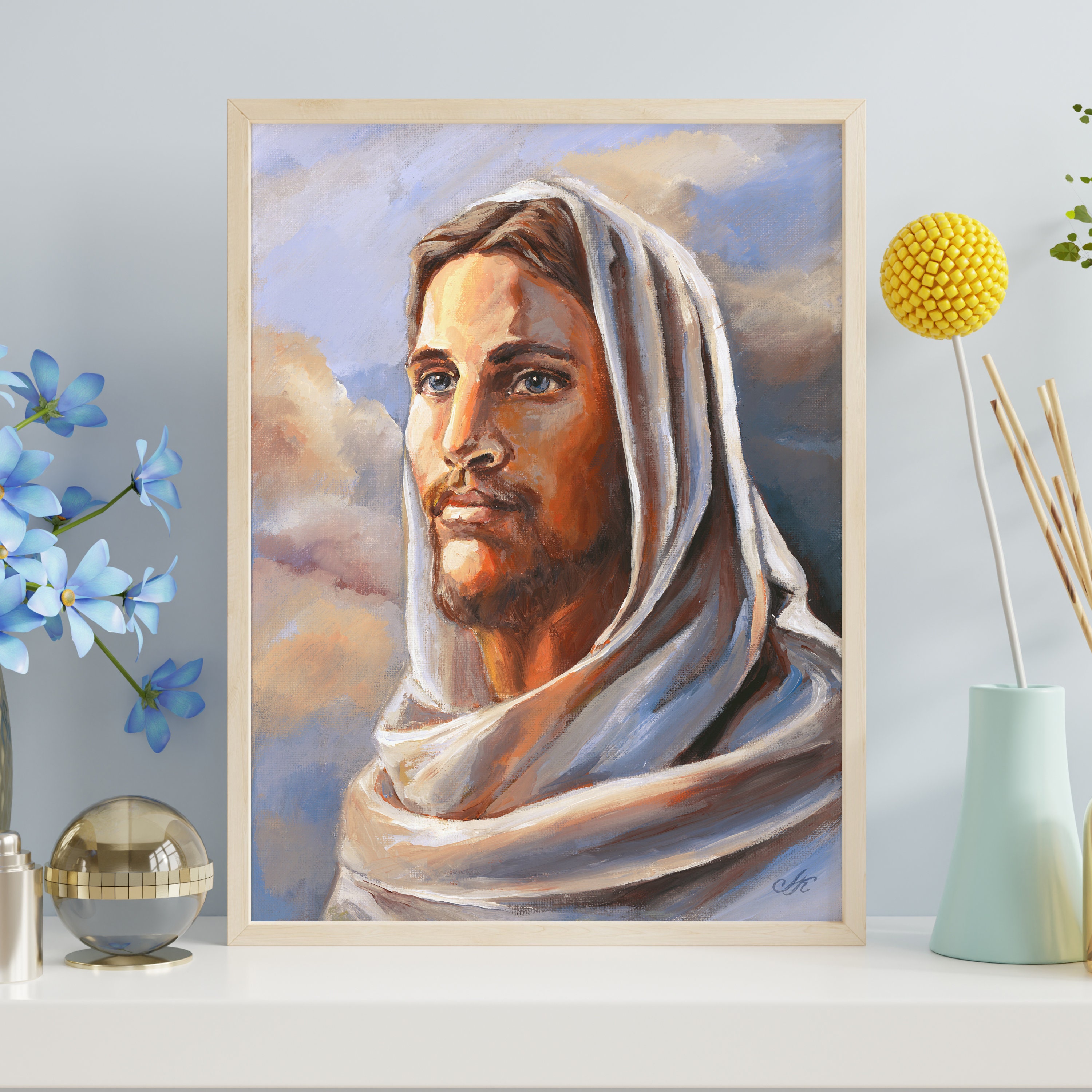 Realistic Jesus Christ Print From Acrylic Painting Original Jesus Wall ...