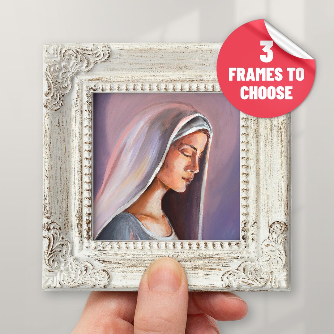 Realistic Virgin Mary Print With Frame Original Mary Wall Decor From ...