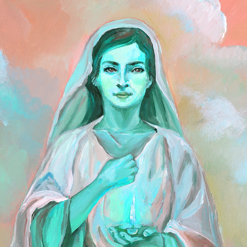 Colorful Virgin Mary Picture With Frame Art Mary Room Decor From ...