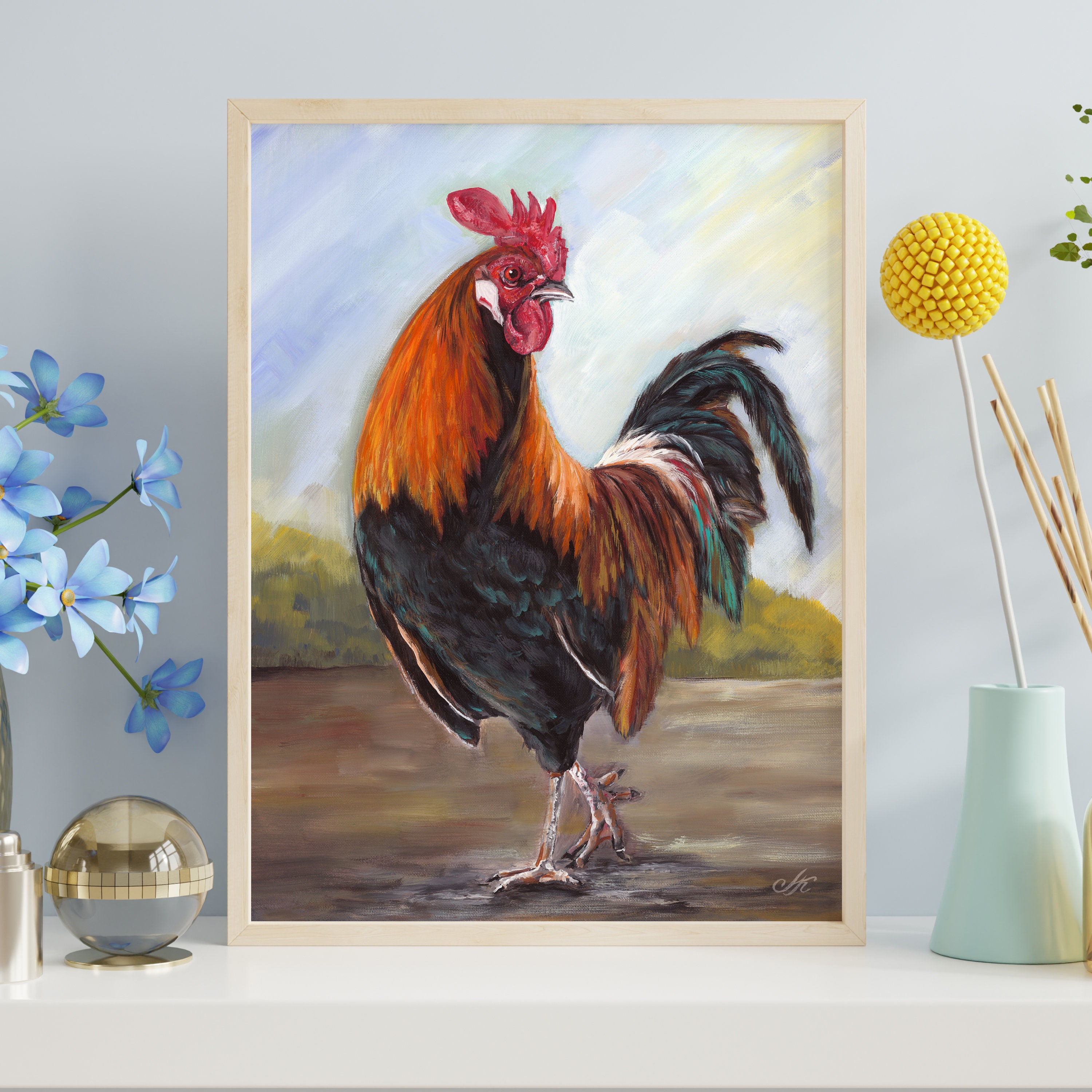 Realistic Rooster Image Printable Original Rooster Wall Decor From ...