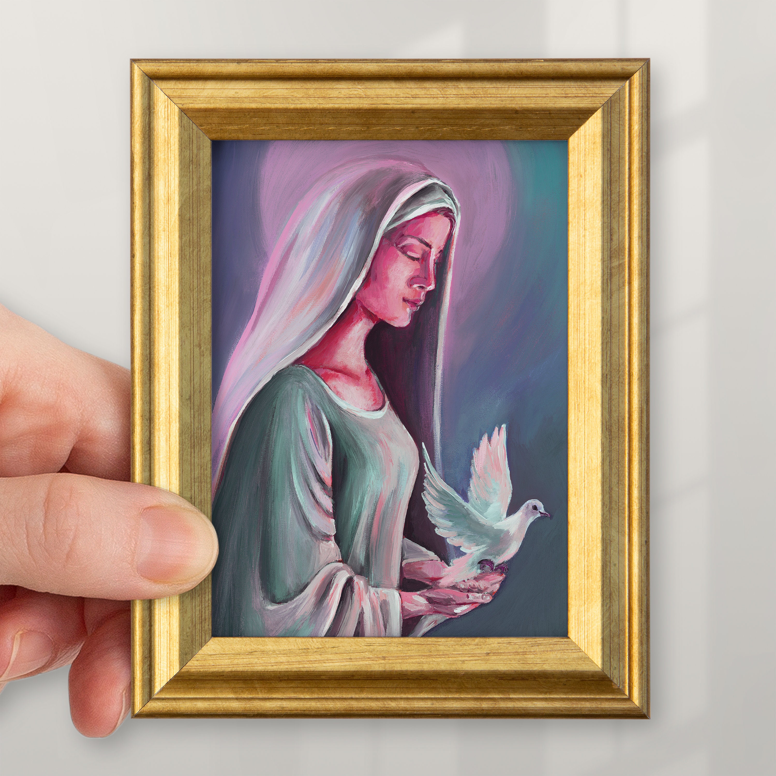 Colorful Virgin Mary Picture With Frame Art Mary Room Decor From ...