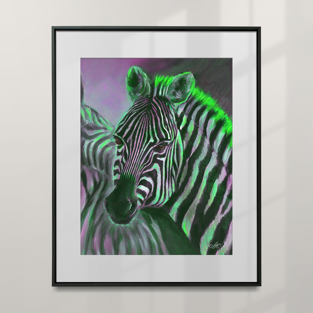Zebra Print From Painting Zebra Wall Art Decor Colorful Zebra Lover ...