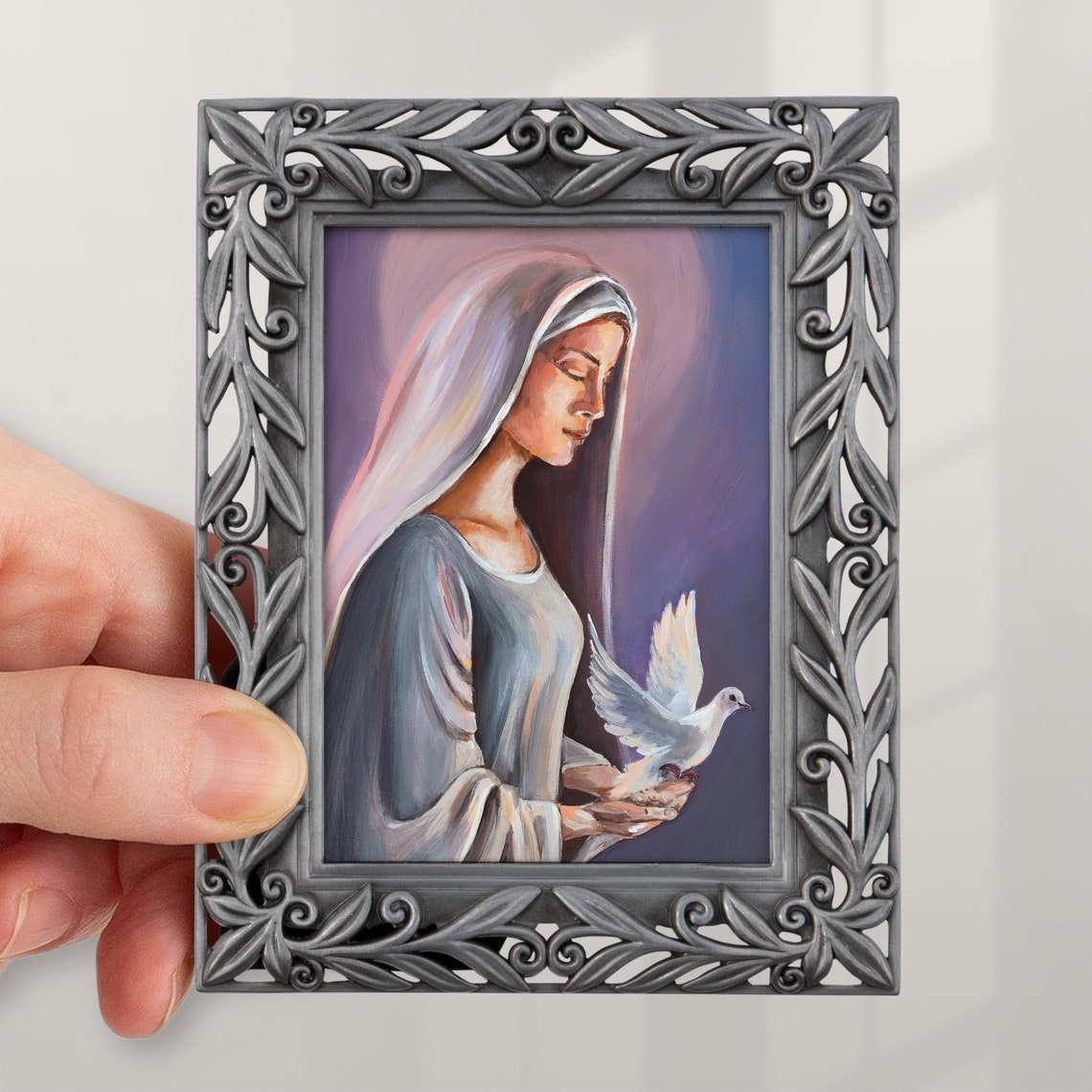 Realistic Virgin Mary Print With Frame Original Mary Wall Decor From ...