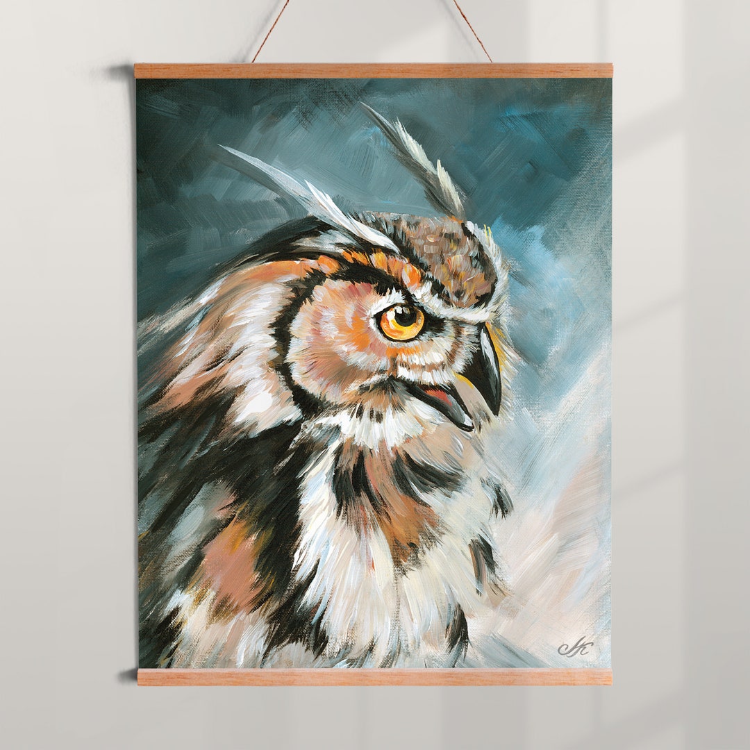 Realistic Owl Print From Acrylic Painting Original Owl Wall Decor ...