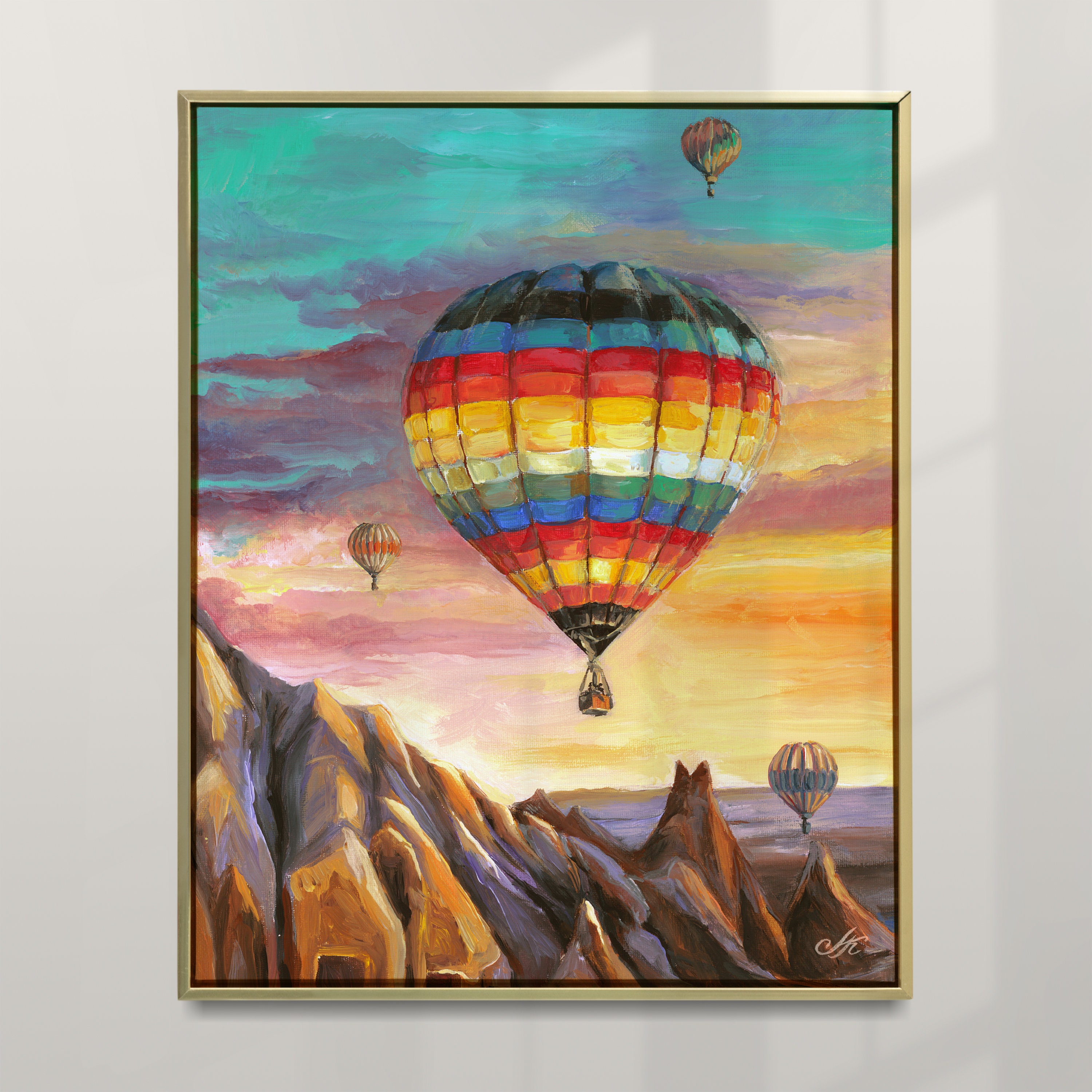 Hand Painted Original Balloon in Acrylic on Canvas, Balloon Painting ...