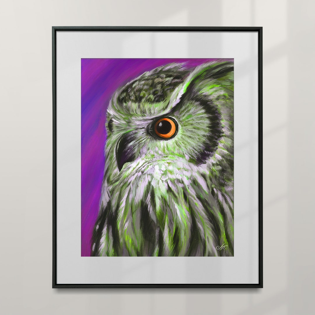 Owl Original Print From Painting Owl Acrylic Painting Modern - Etsy