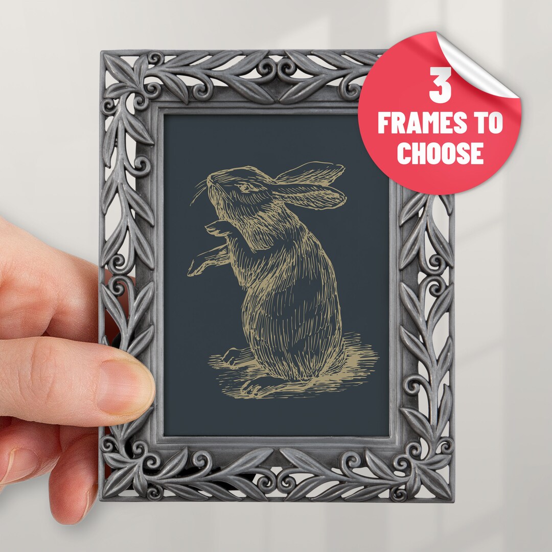 Bunny Hand Drawing Easter Print With Frame Rabbit Sketch Picture Room ...