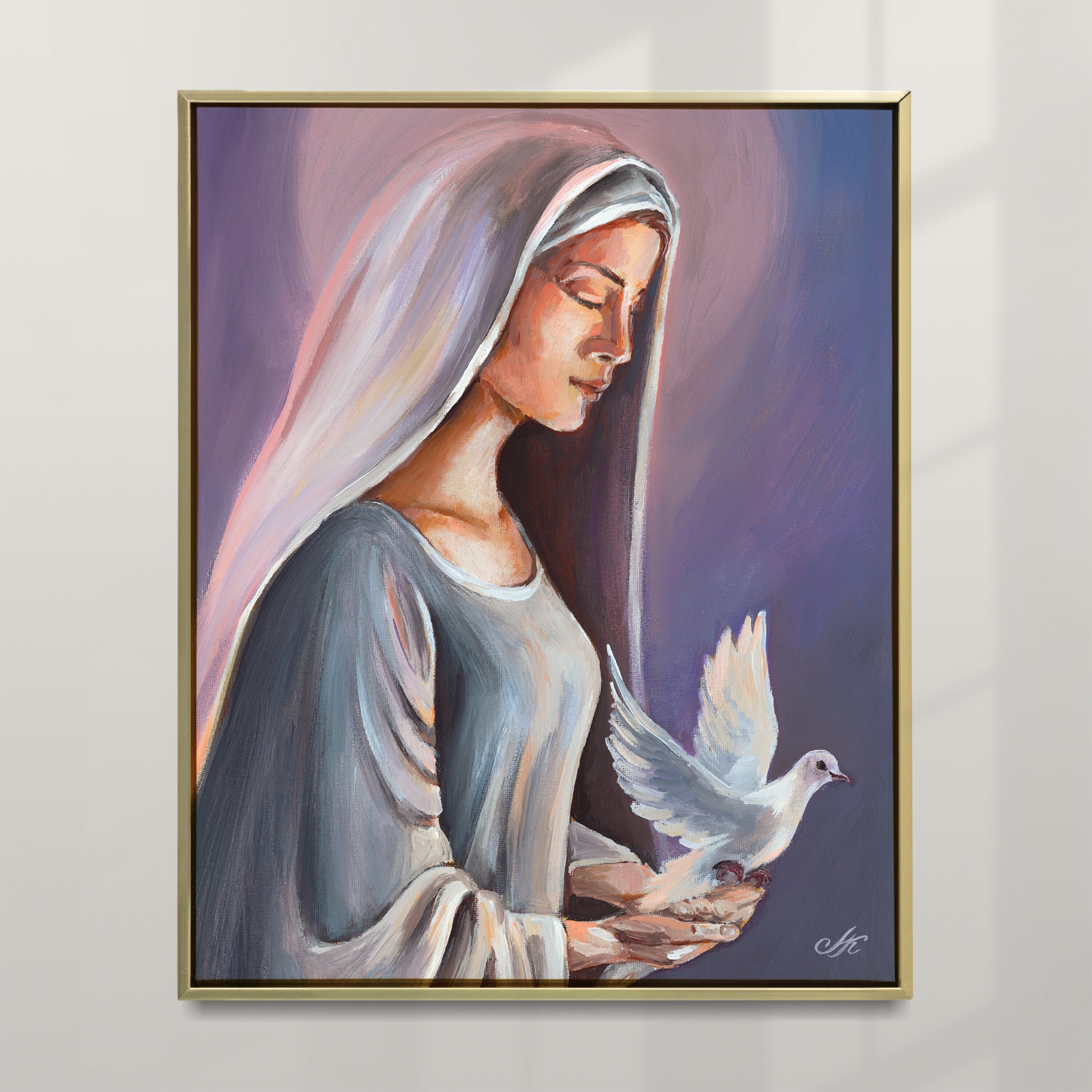 Realistic Virgin Mary Acrylic Painting on Canvas Original Mary Wall ...