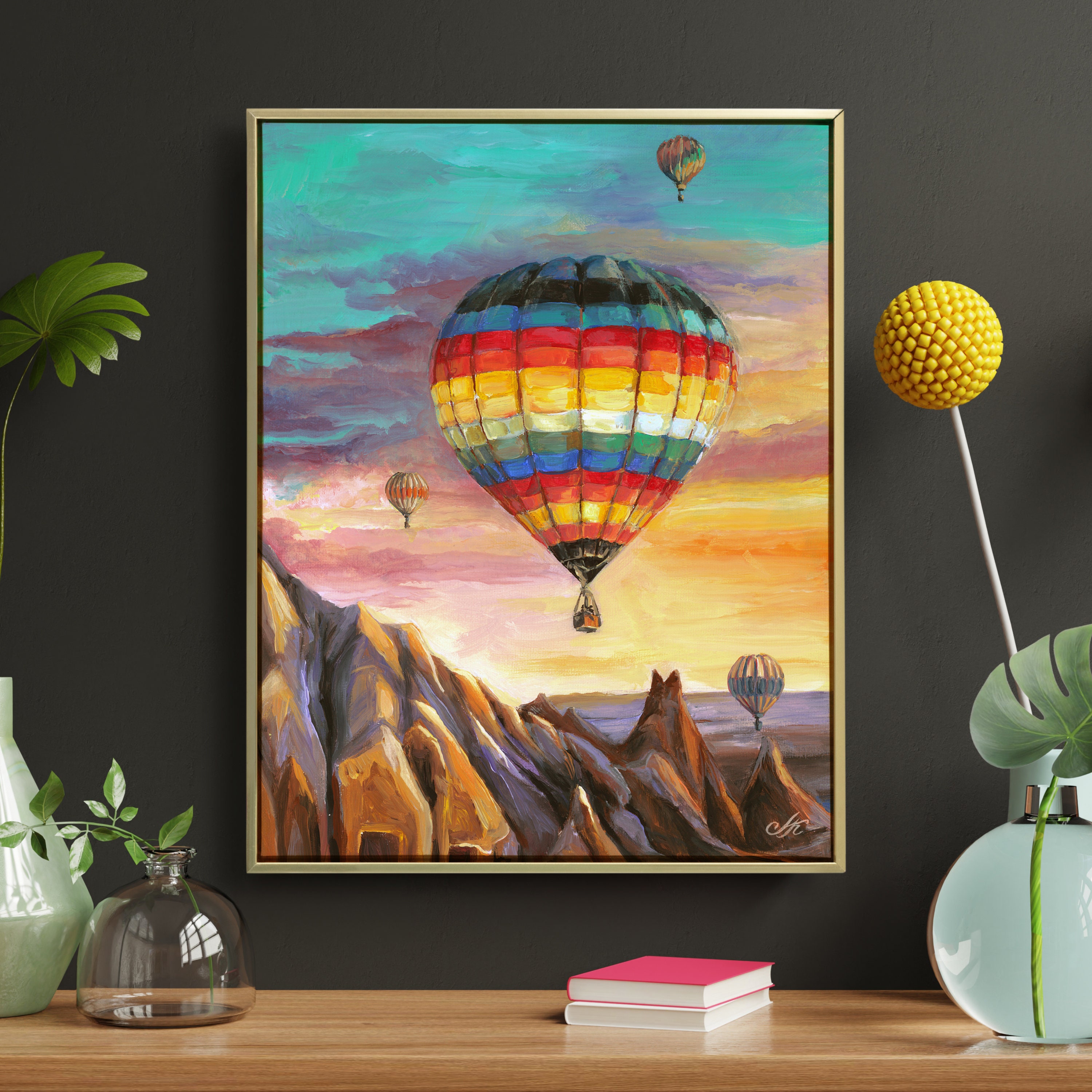 Hand Painted Original Balloon in Acrylic on Canvas, Balloon Painting ...