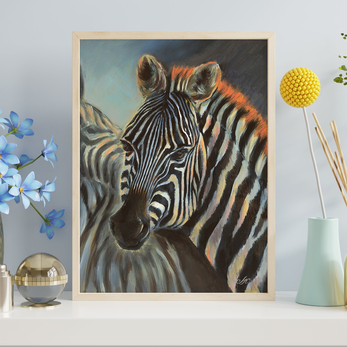 Zebra Print From Painting Zebra Wall Art Decor Colorful Zebra Lover ...
