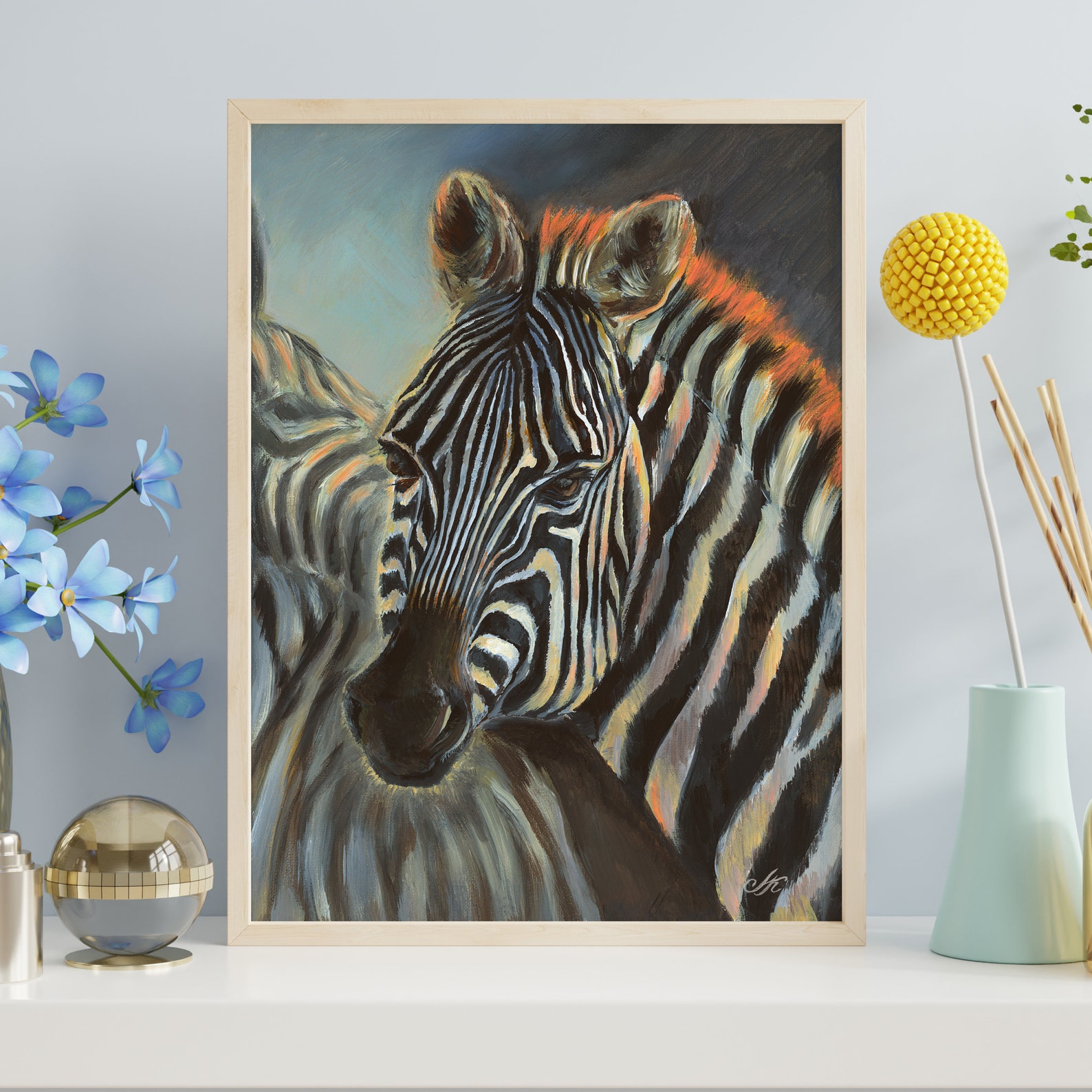 Zebra Print From Painting Zebra Wall Art Decor Colorful Zebra Lover ...