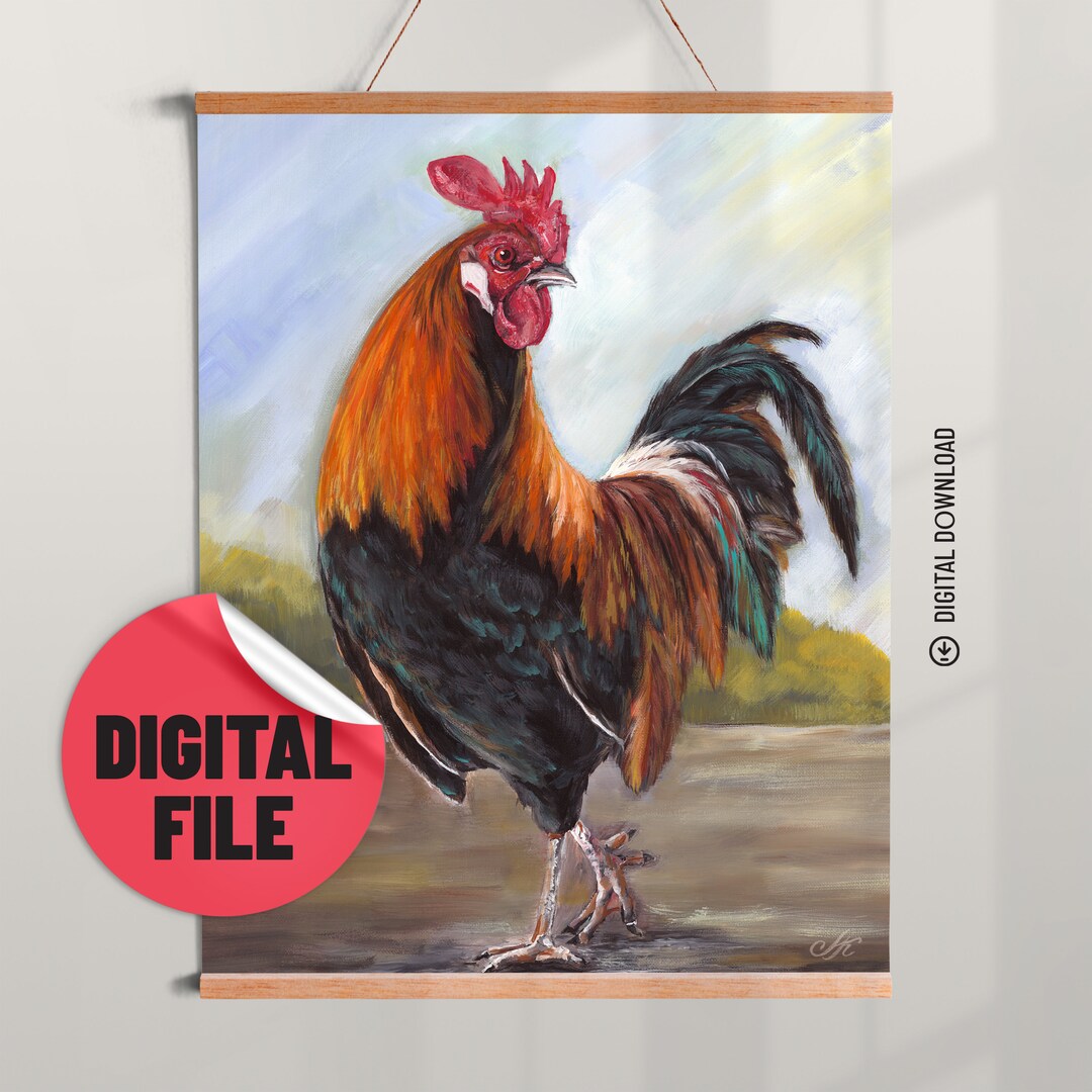 Realistic Rooster Image Printable Original Rooster Wall Decor From ...
