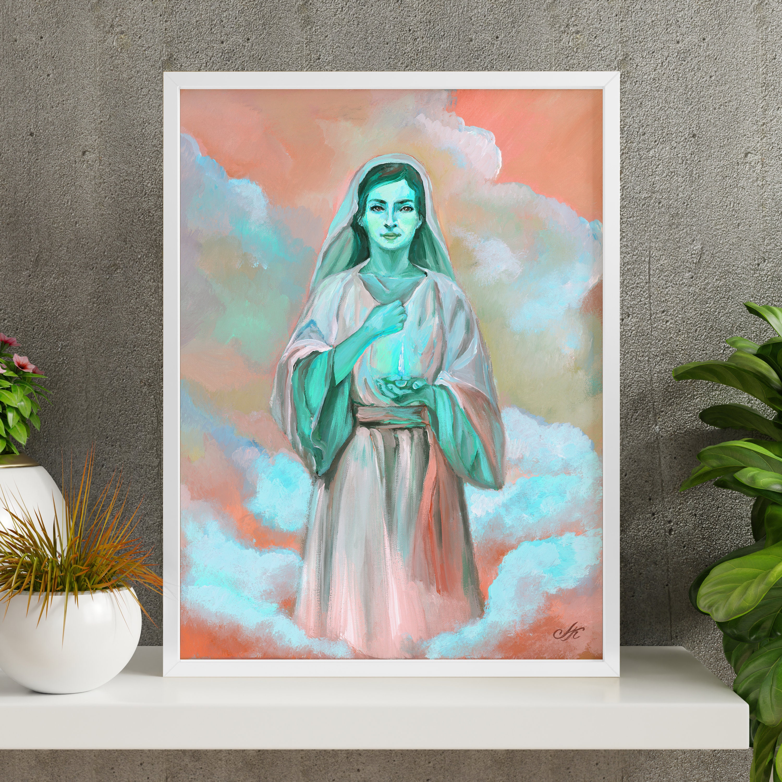 Colorful Virgin Mary Poster From Acrylic Painting Art Mary Room Decor ...