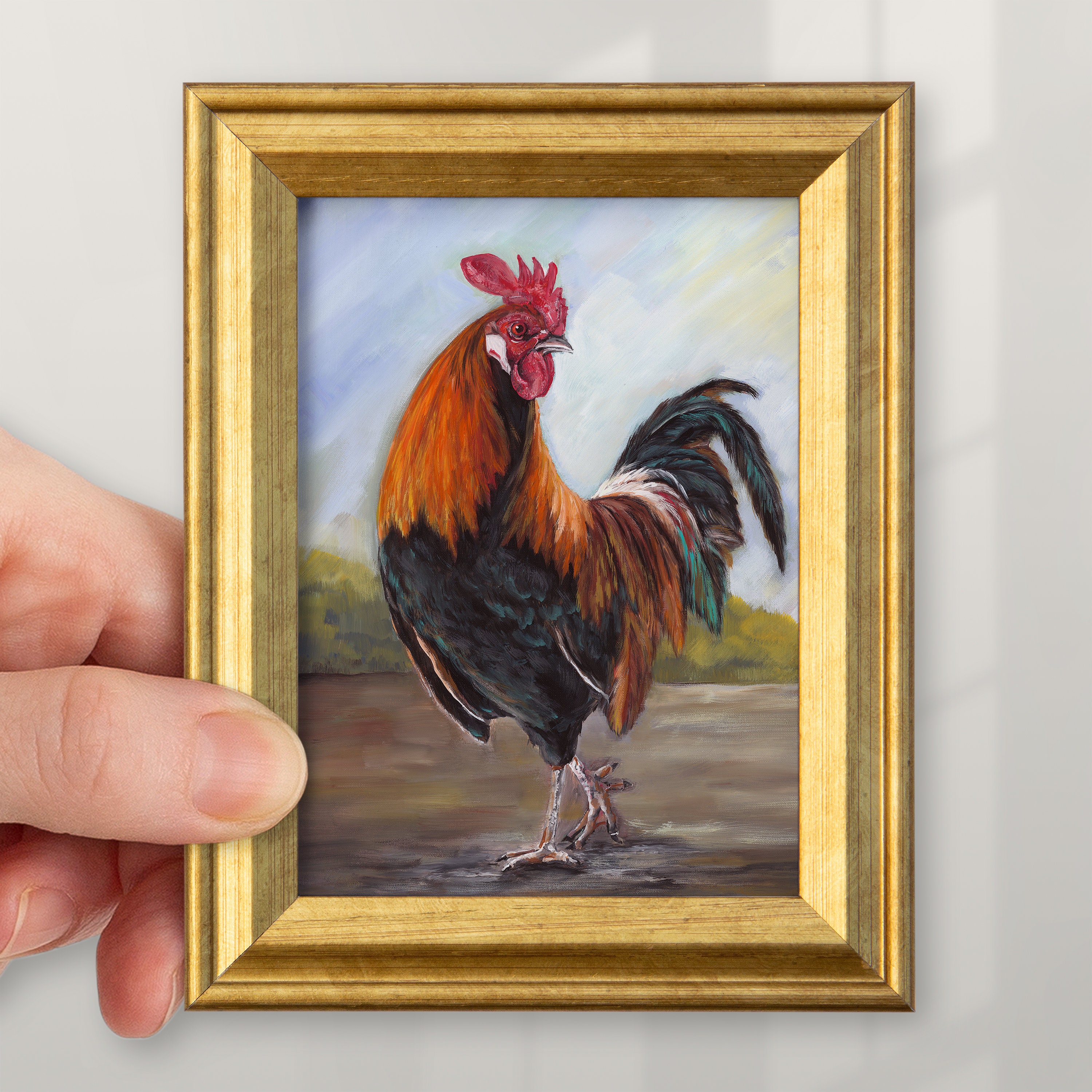 Realistic Rooster Print With Frame Original Rooster Wall Decor From ...