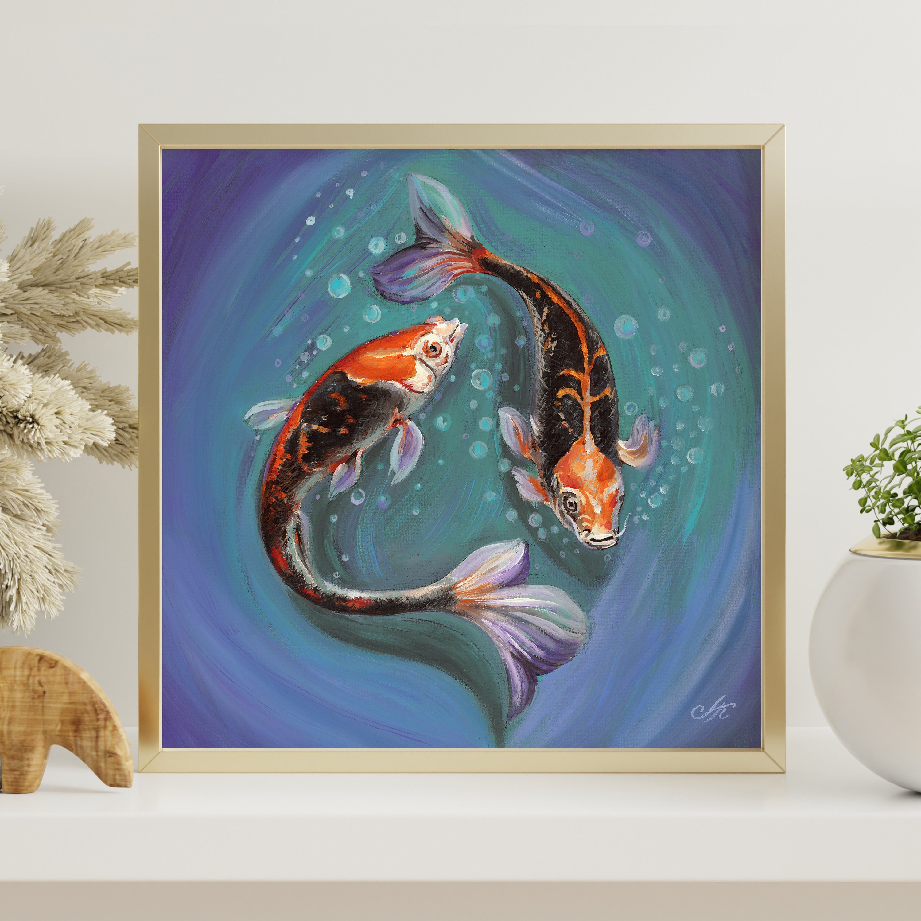 Koi Print From Painting Koi Fish Wall Art Decor Colorful Koi Fish Art ...
