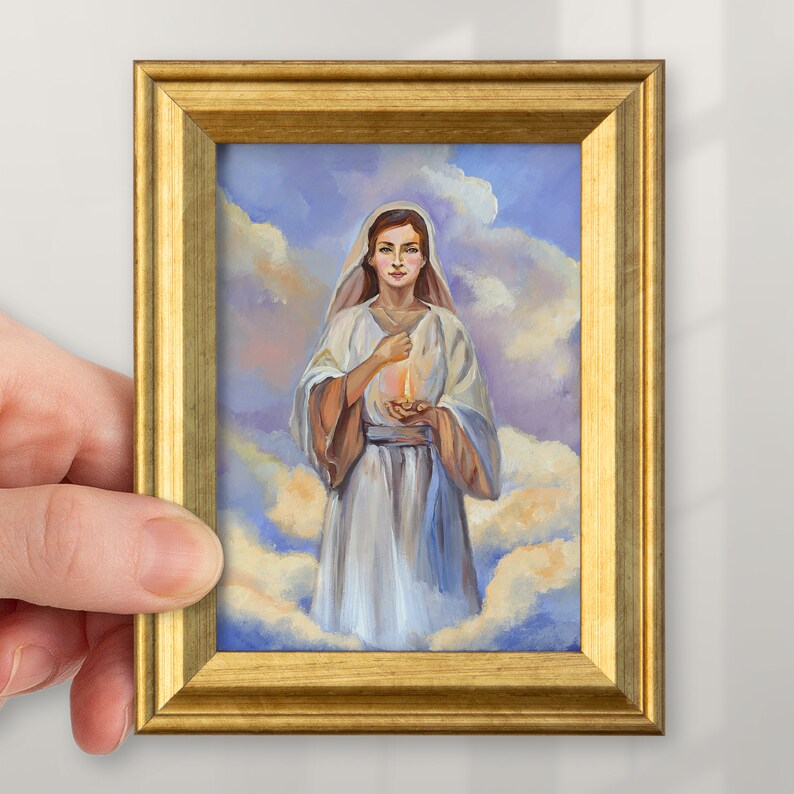 Realistic Virgin Mary Print With Frame Original Mary Wall Decor From ...