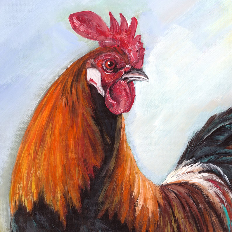 Realistic Rooster Acrylic Painting on Canvas Original Rooster Wall ...