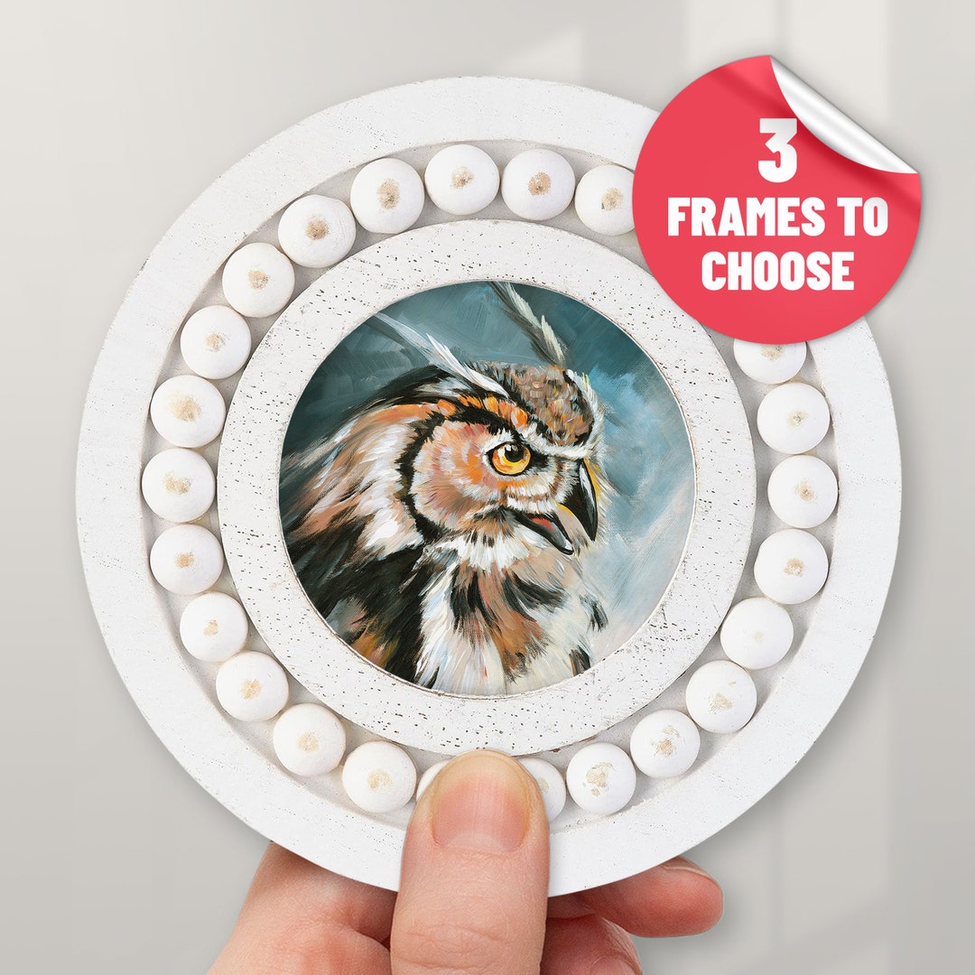 Realistic Owl Print With Frame Original Owl Wall Decor From Painting ...