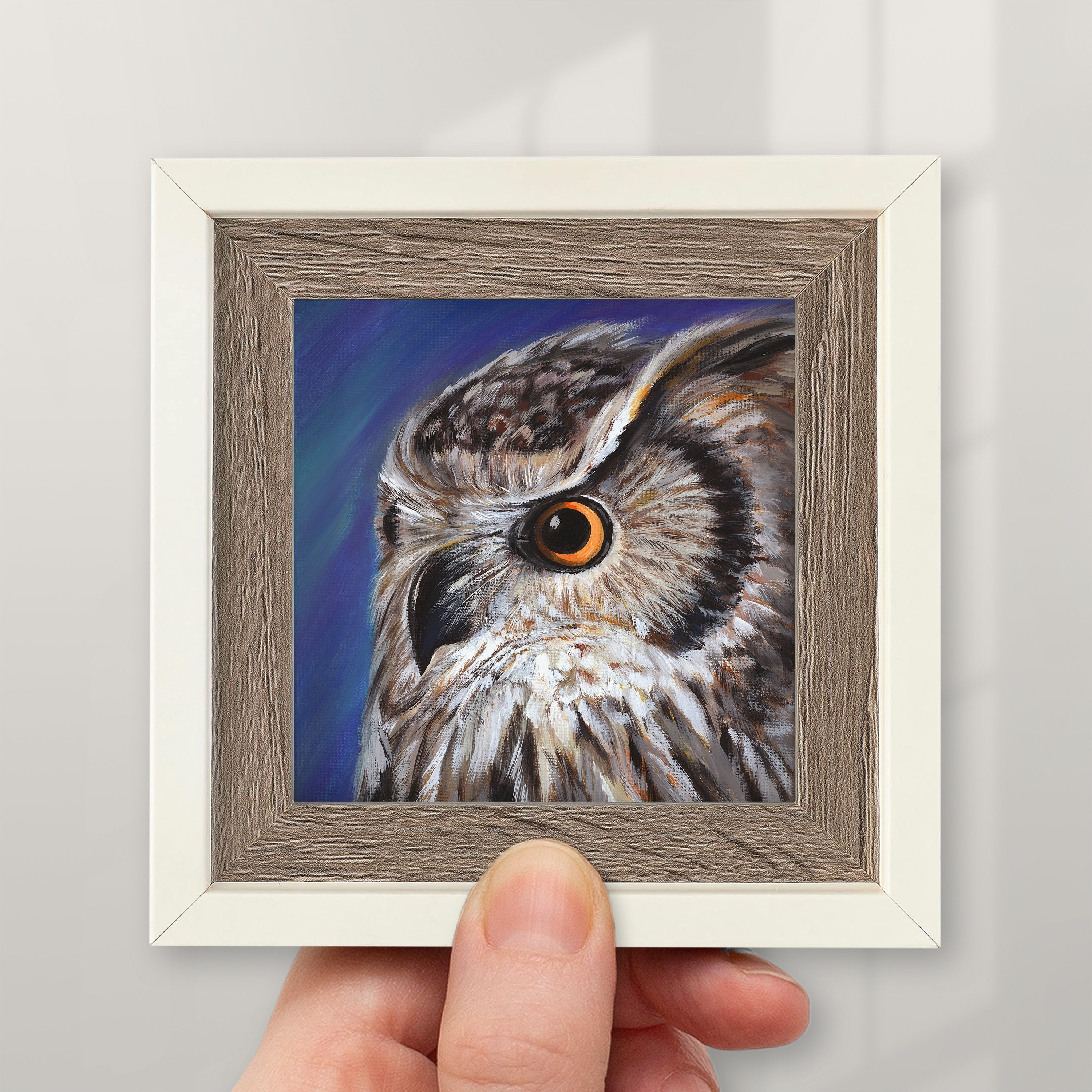 Realistic Owl Print With Frame Original Owl Wall Decor From Painting ...