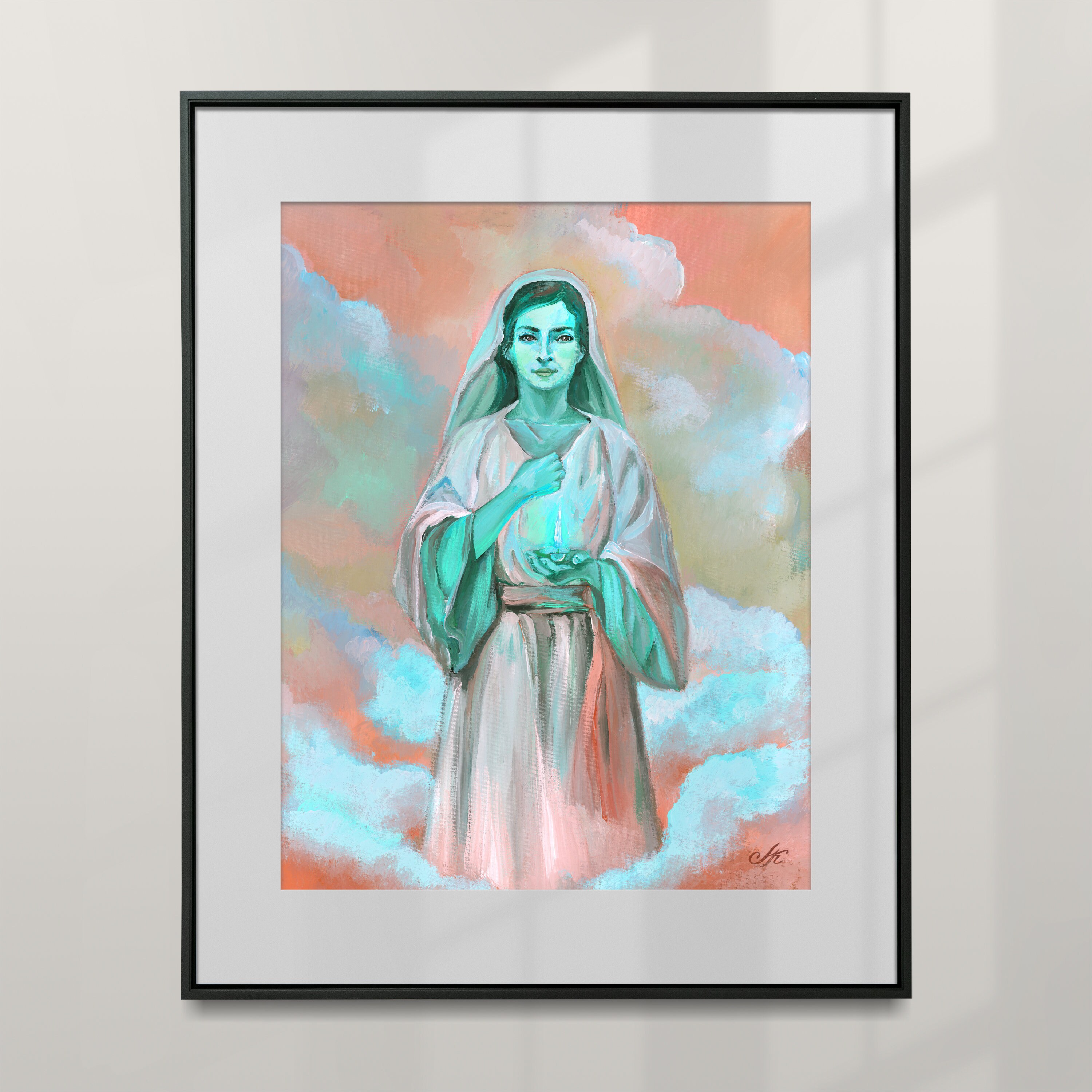 Colorful Virgin Mary Poster From Acrylic Painting Art Mary Room Decor ...