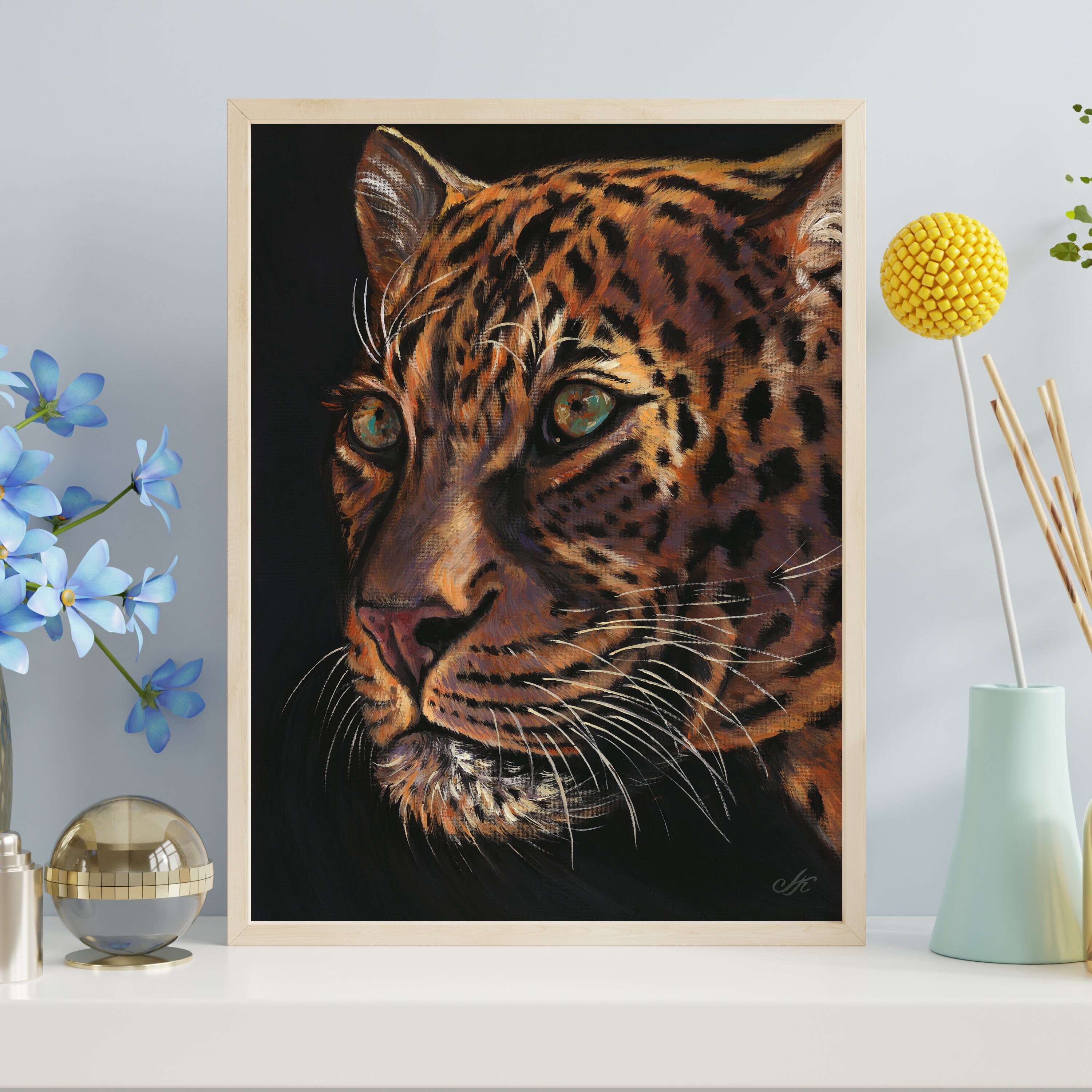 Realistic Leopard Print From Painting Original Leopard Wall Decor ...