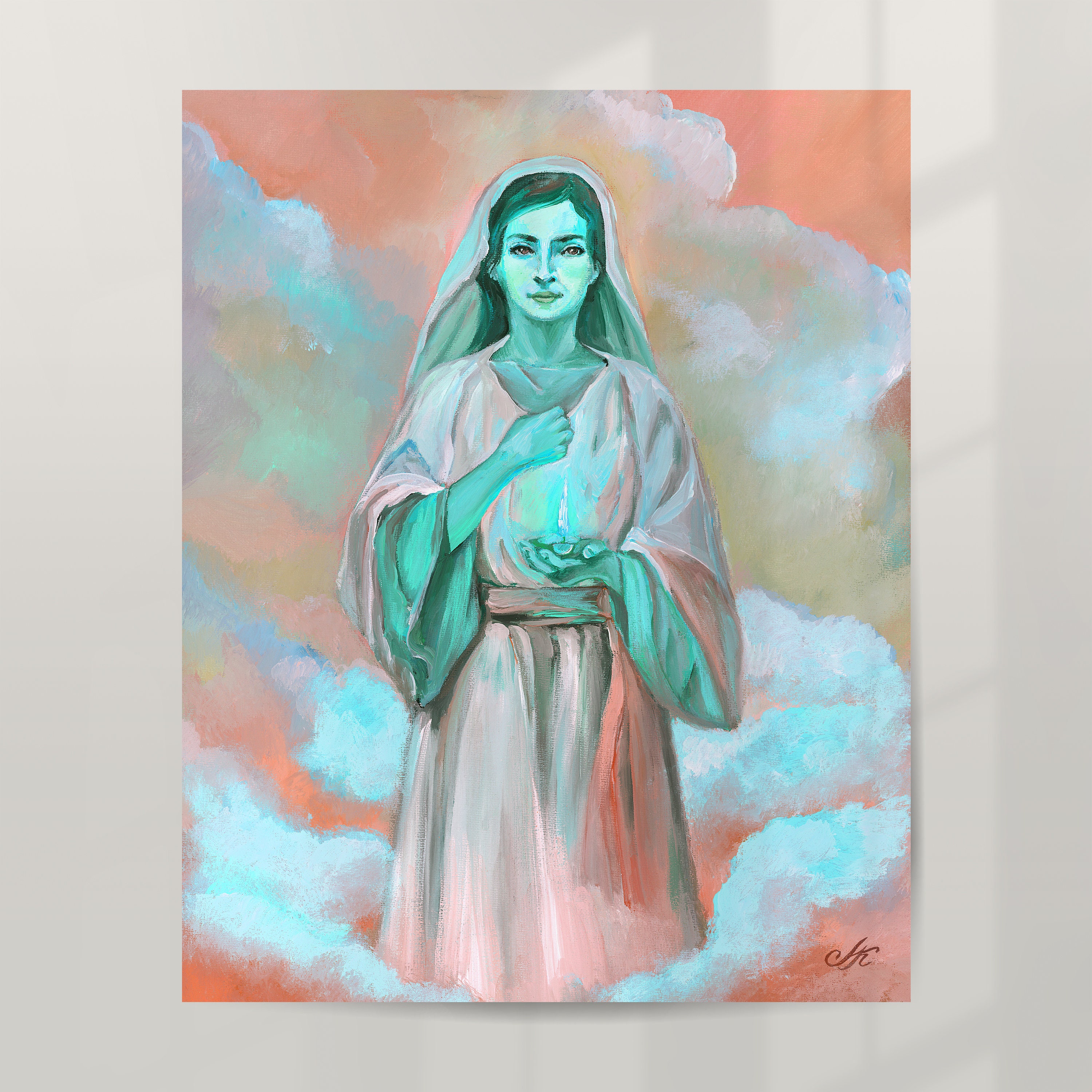 Colorful Virgin Mary Poster From Acrylic Painting Art Mary Room Decor ...