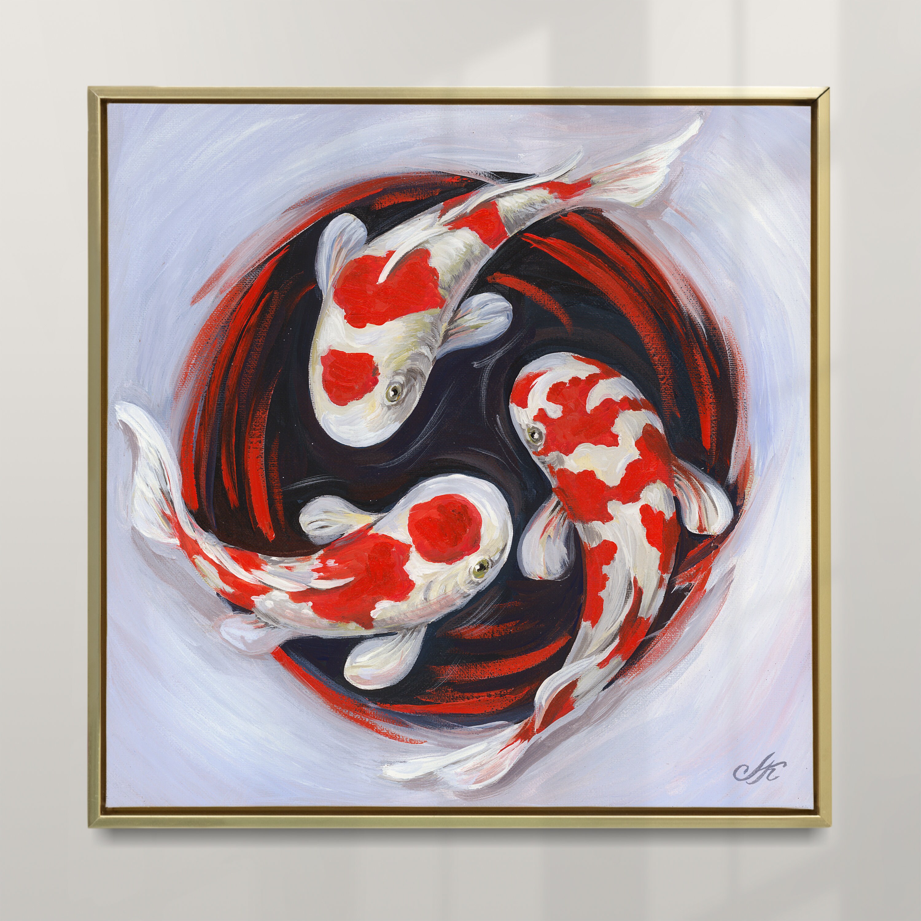 Koi Painting on Canvas Koi Fish Wall Art Decor Original Koi Fish Art ...
