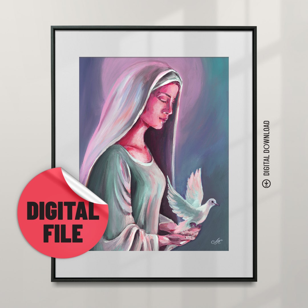 Colorful Virgin Mary Picture Printable Art Mary Room Decor From ...