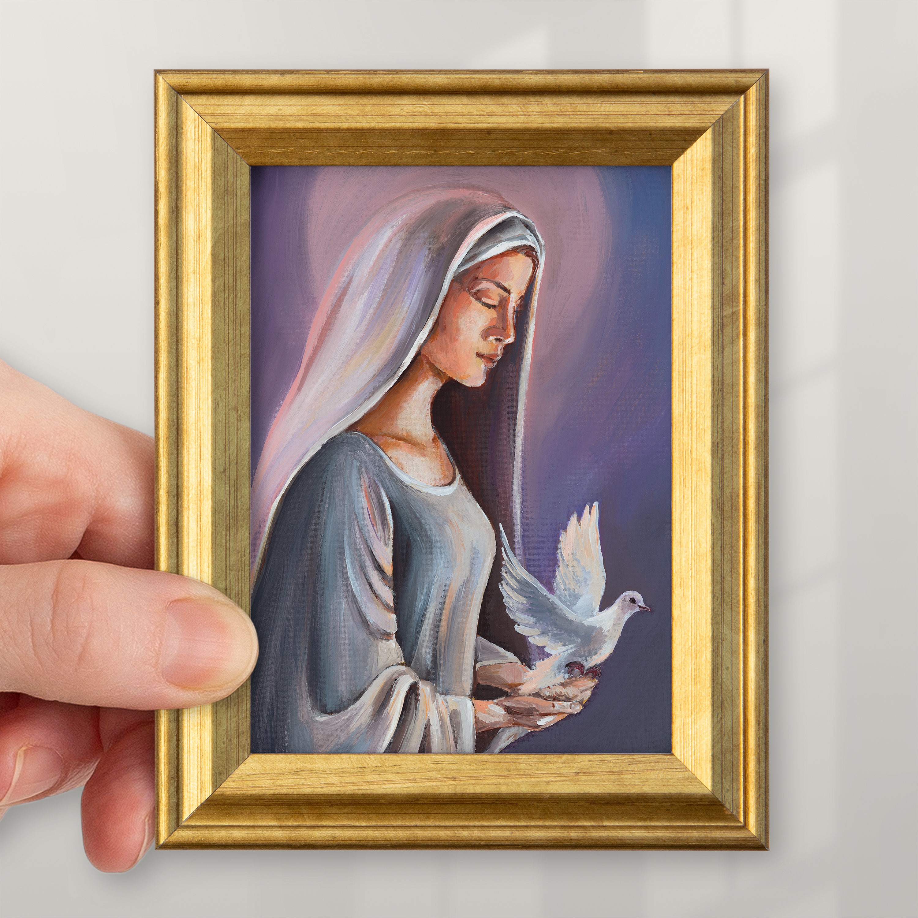 Realistic Virgin Mary Print With Frame Original Mary Wall Decor From ...