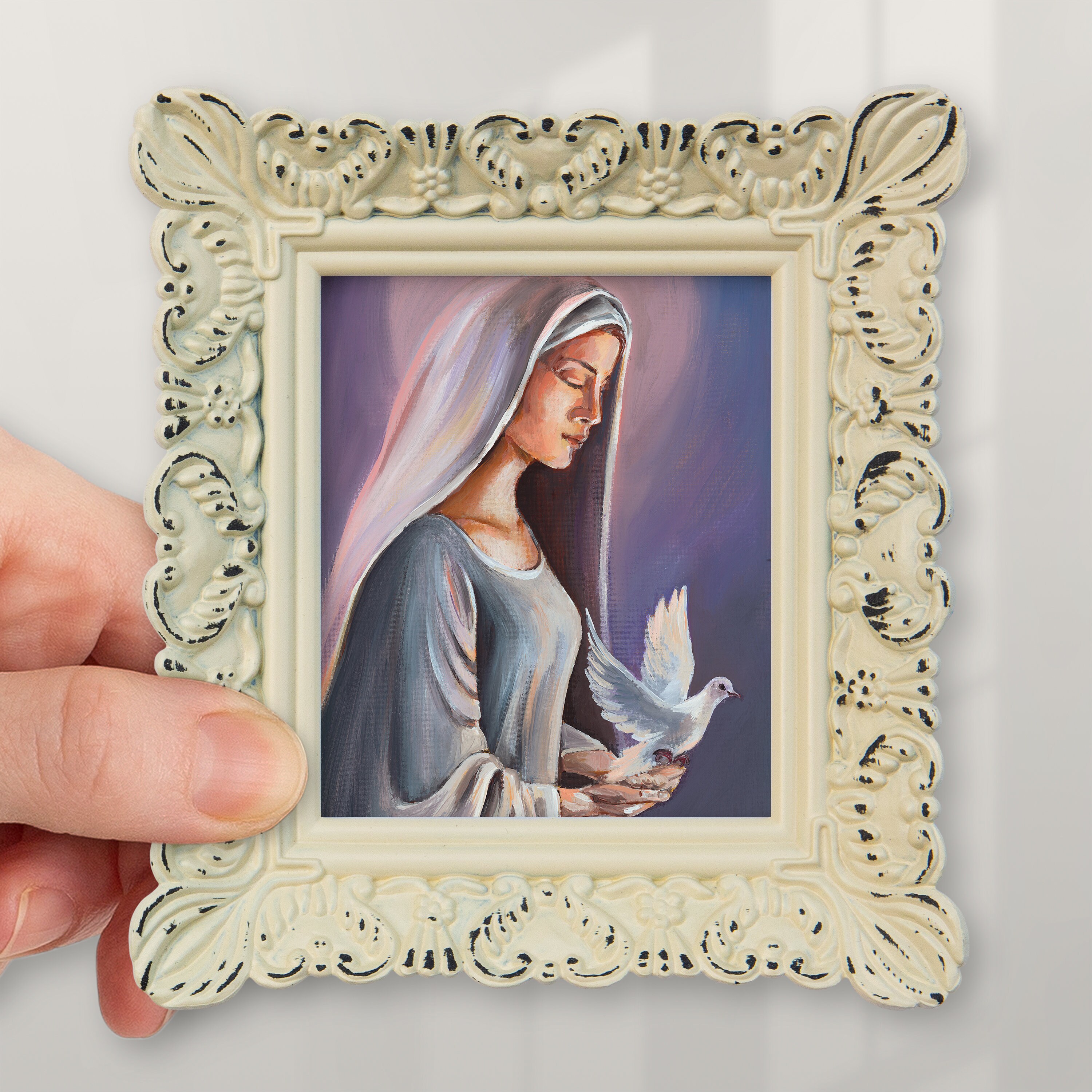 Realistic Virgin Mary Print With Frame Original Mary Wall Decor From ...
